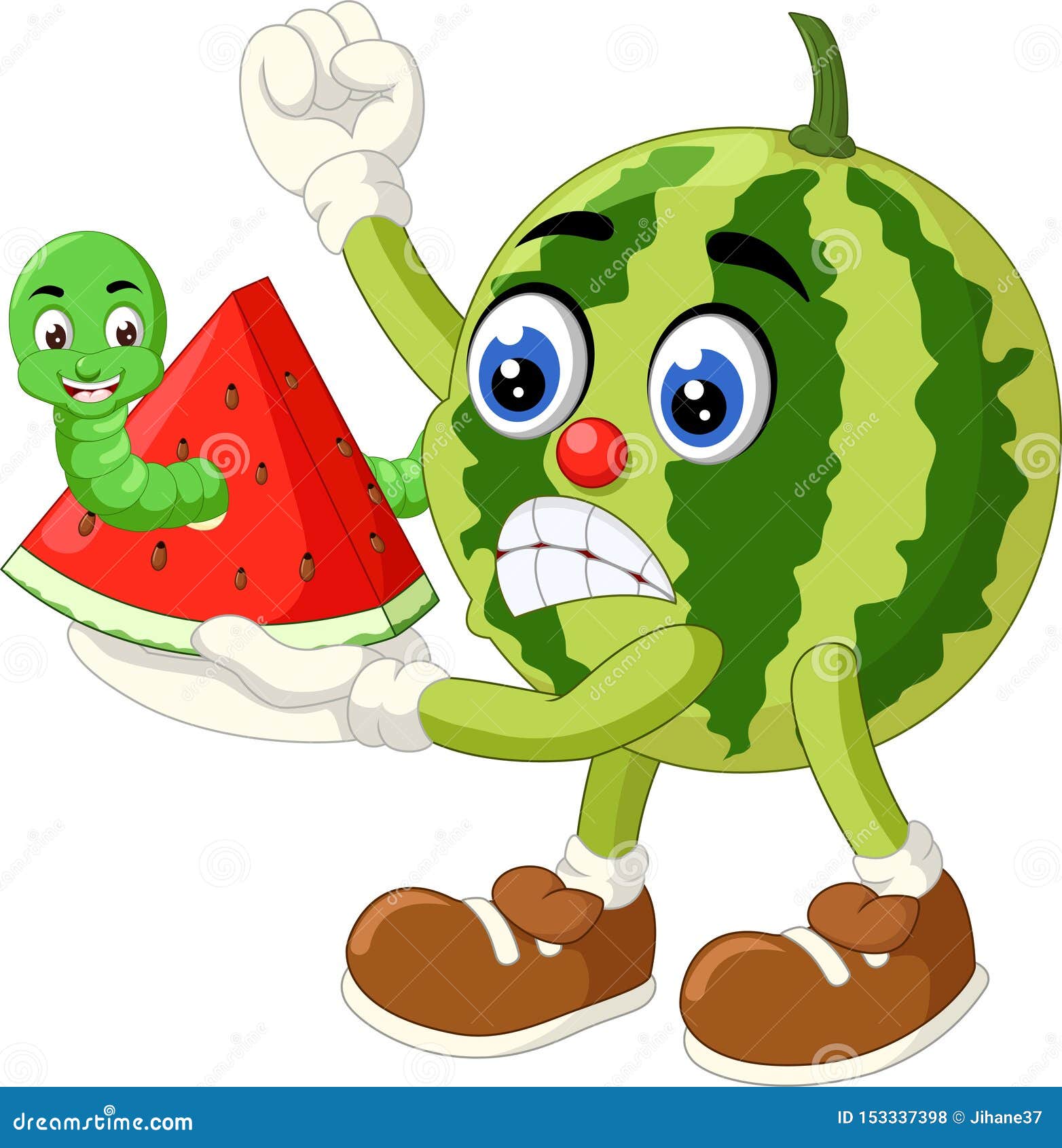 Funny Watermelon Cartoon stock vector. Illustration of fruit - 153337398