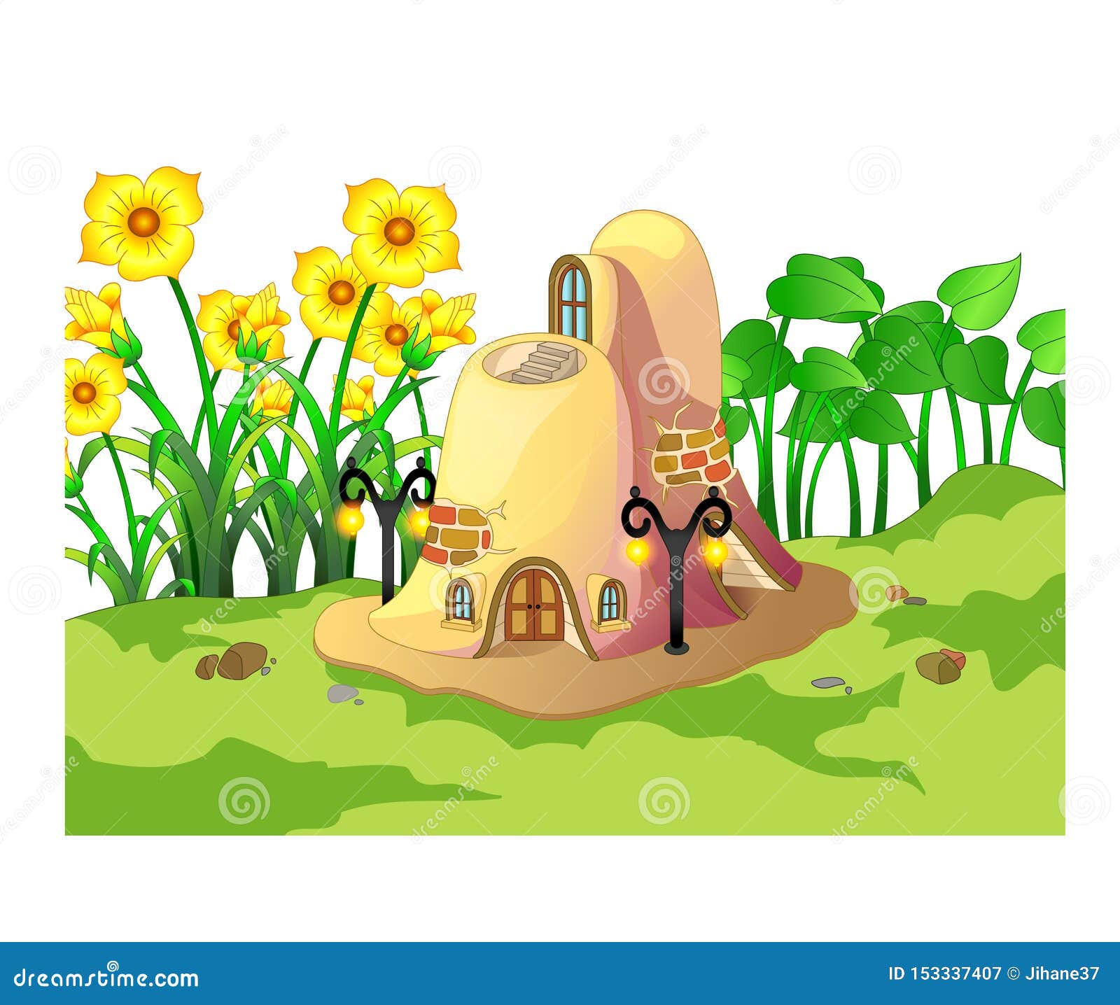 Funny House Cartoon stock vector. Illustration of character - 153337407
