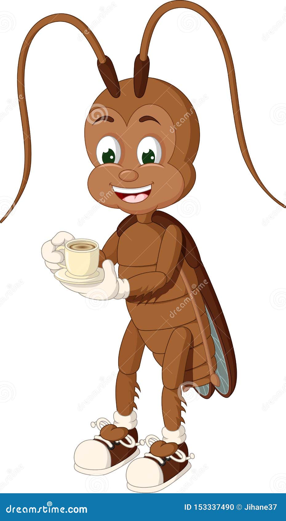 A Cockroach In Cartoon Style. Cute Cockroach Isolated On White ...