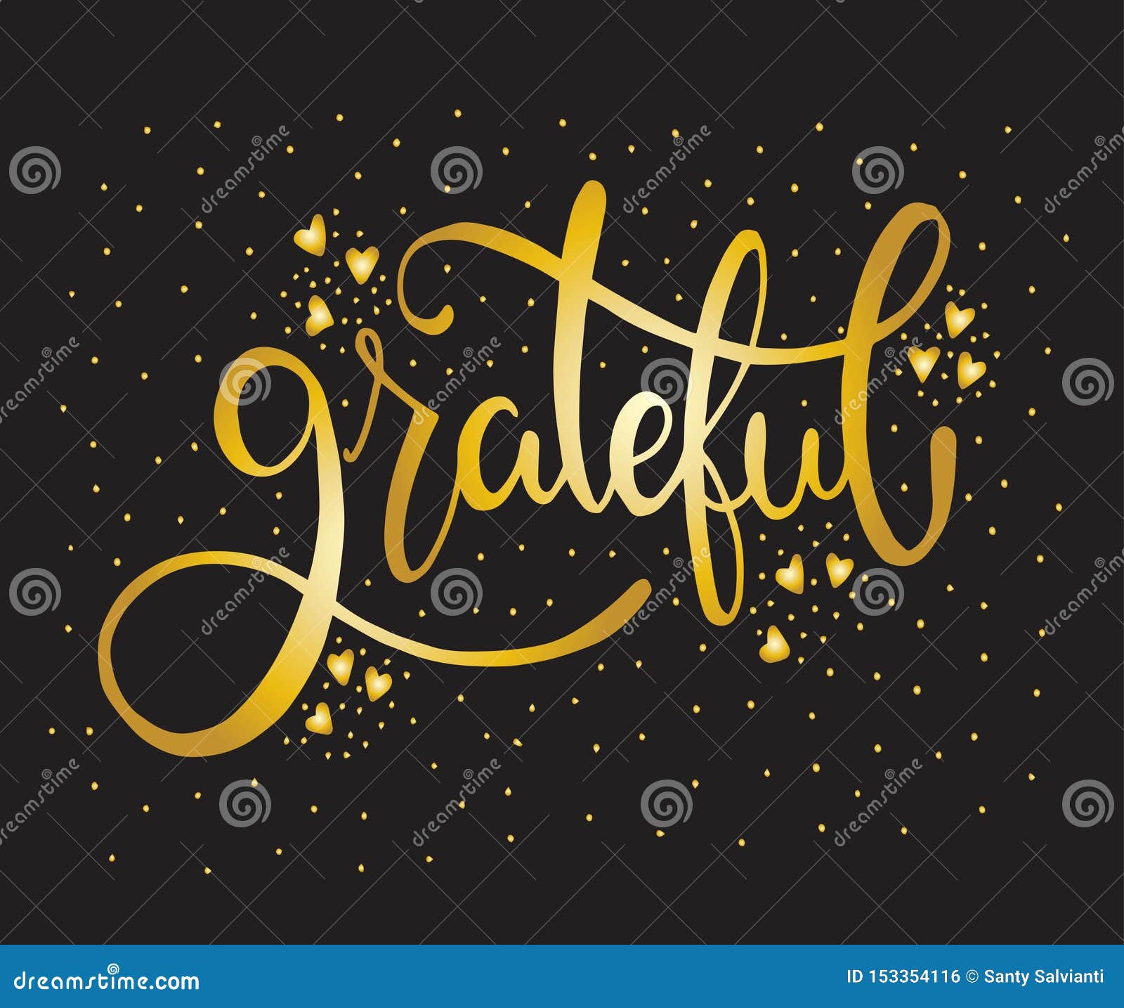 Grateful - Hand Lettering, Hand Drawn Card, Vector Illustration Stock ...