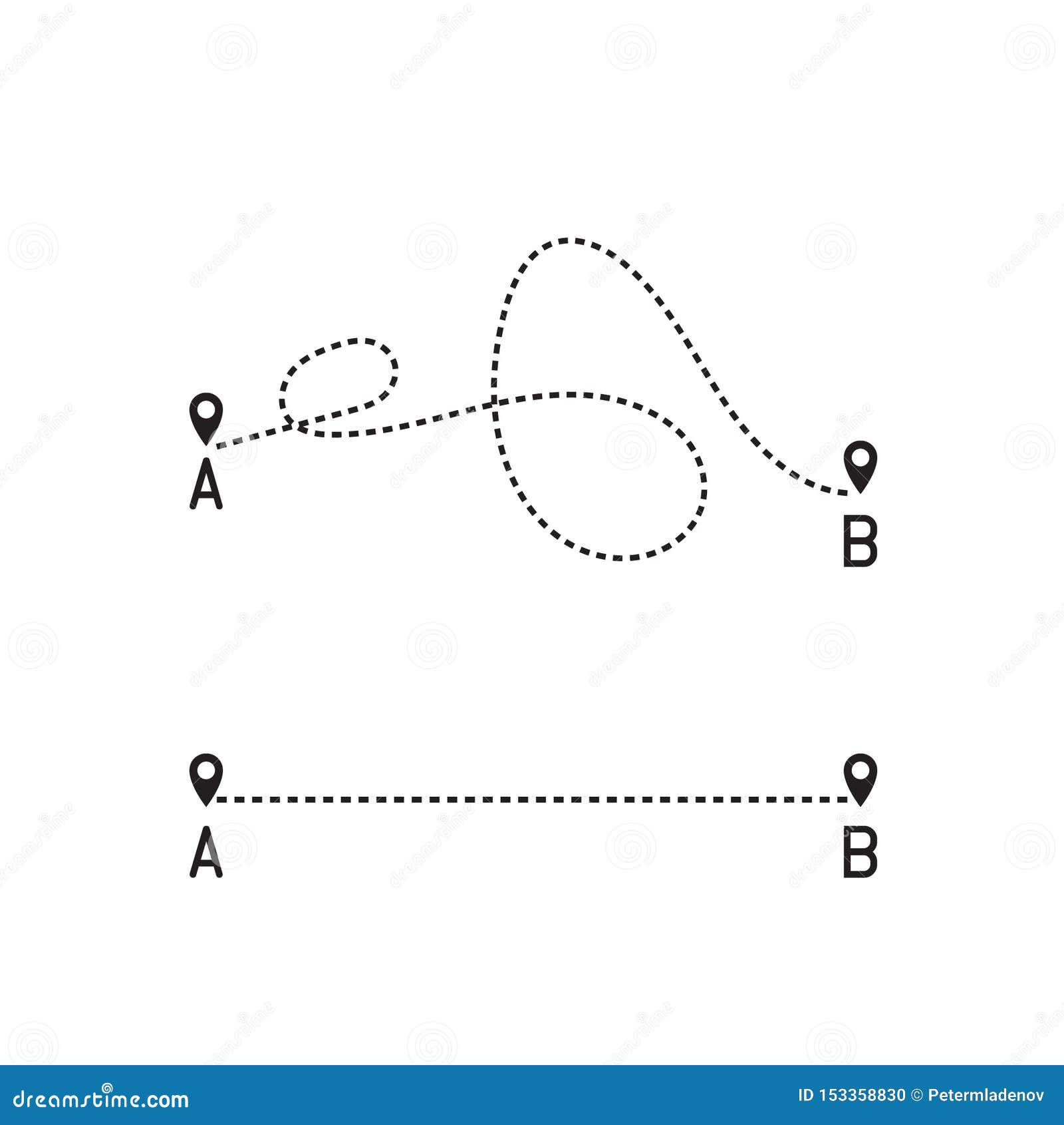 Path From Point To Point In Different Styles, Road Tracking, Trace The ...