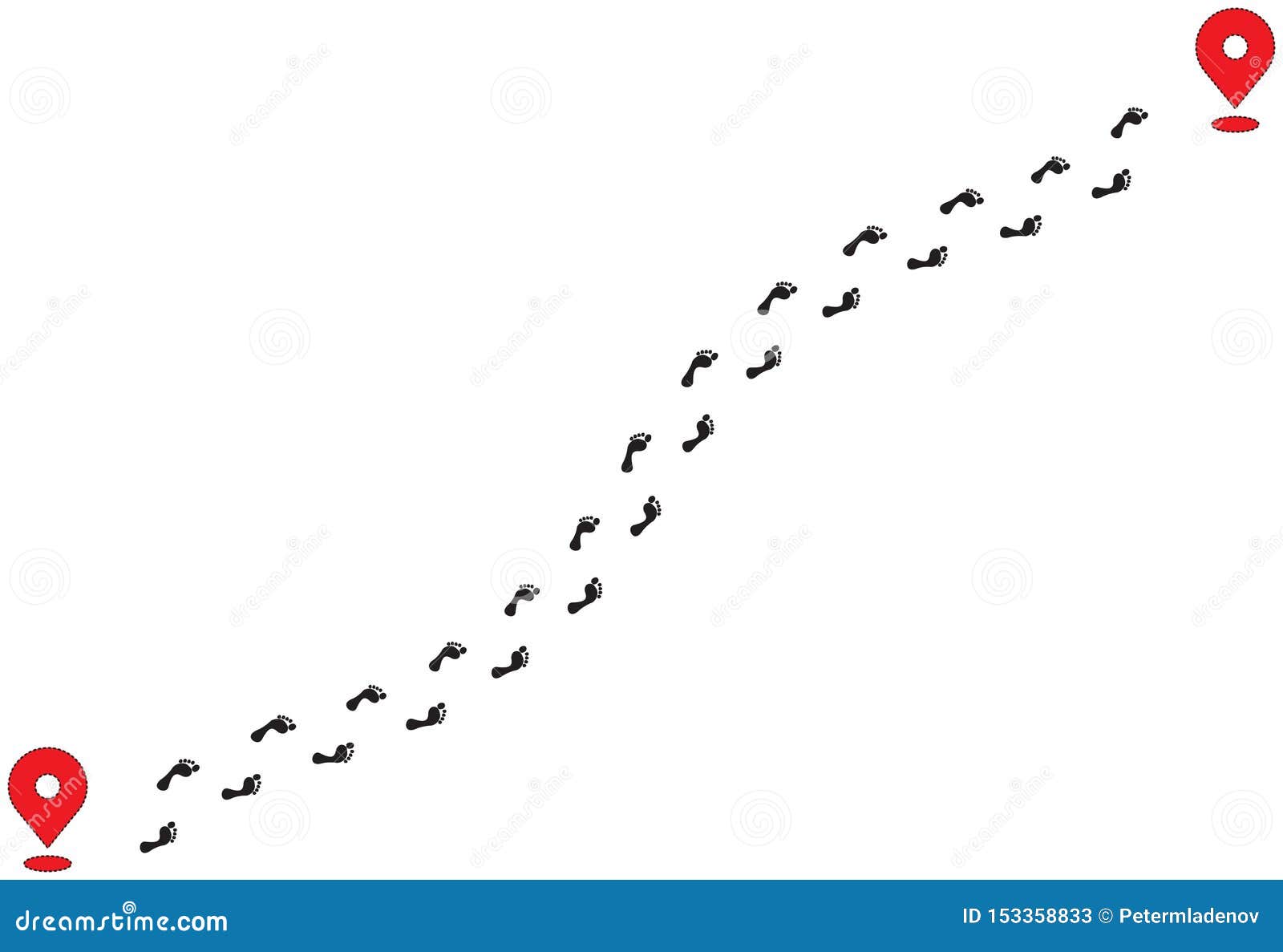 Tracking of Traces of Human Steps. Track with Location Pin. Footsteps ...