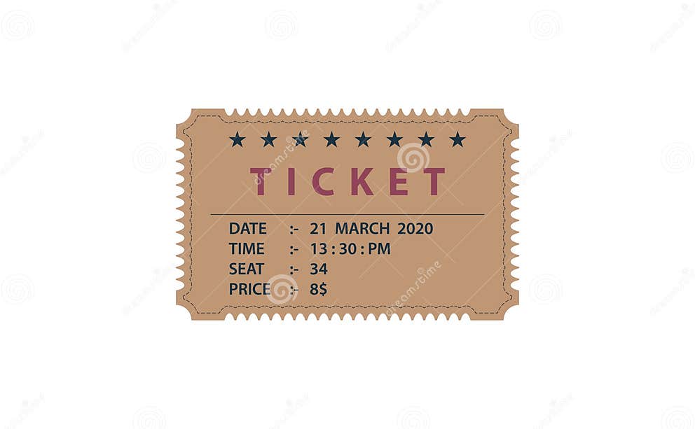 Ticket Show Time Date Seat and Price Stock Vector - Illustration of ...