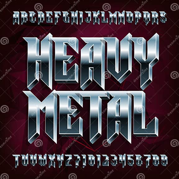 3D Heavy Metal Alphabet Font. Metal Effect Letters and Numbers Stock ...