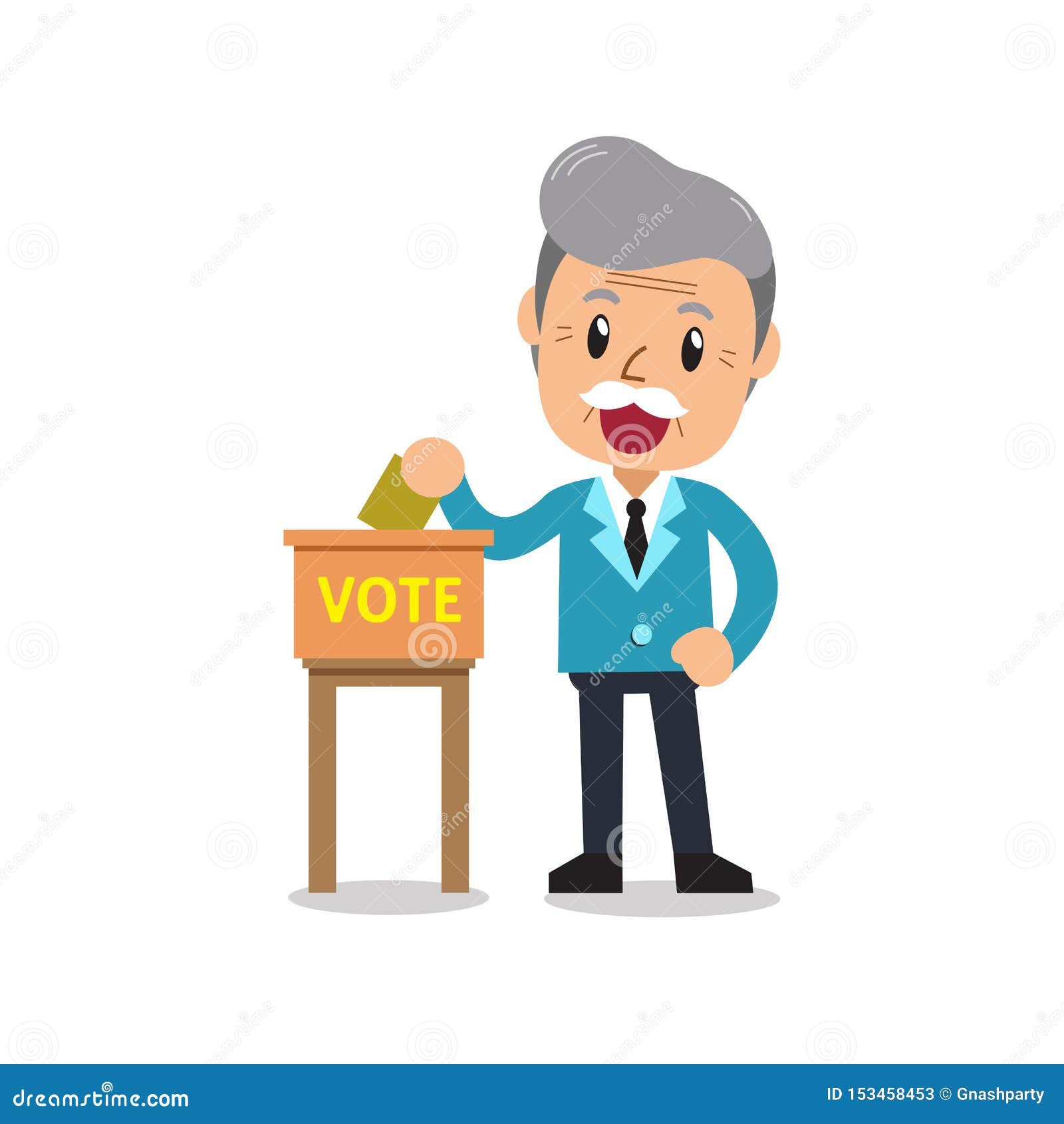 Cartoon Senior Man Putting Voting Paper in the Ballot Box Stock Vector ...