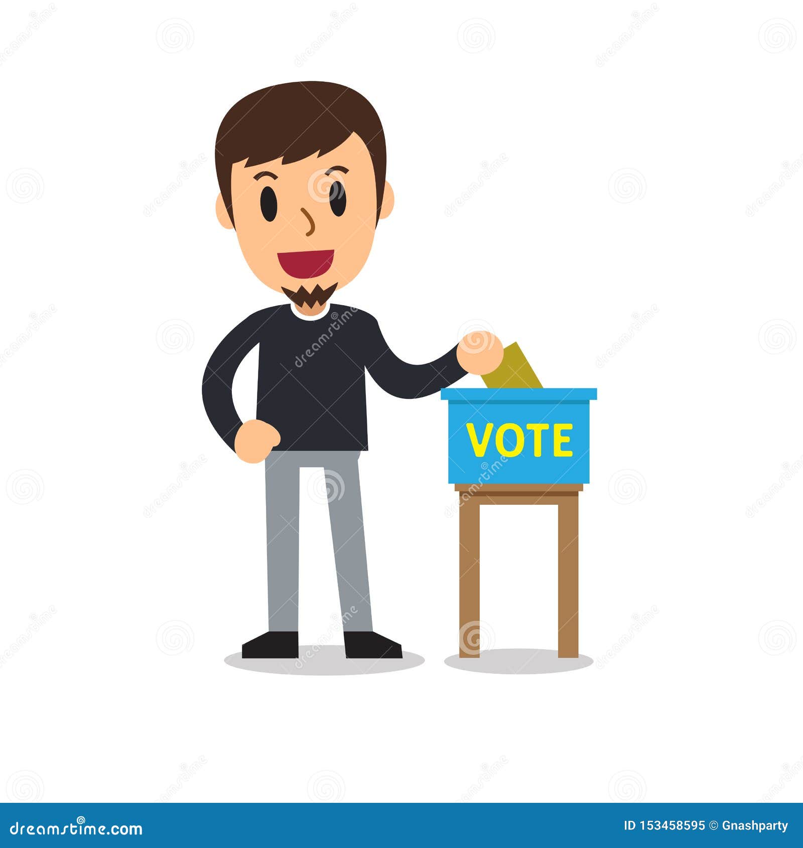 Cartoon Man Putting Voting Paper in the Ballot Box Stock Vector ...