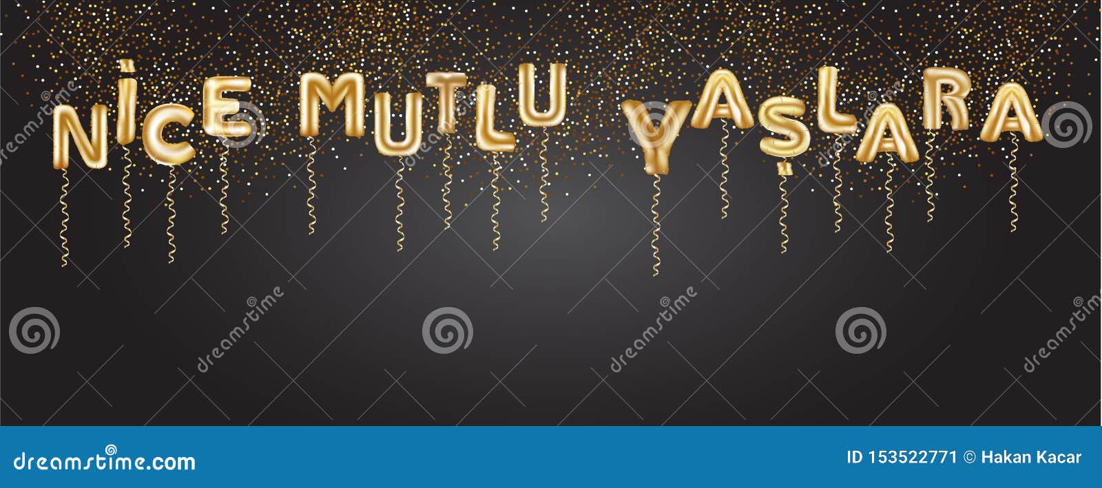 HAPPY BIRTHDAY TO YOU. Turkish Speak: NICE MUTLU YASLARA. Vector ...