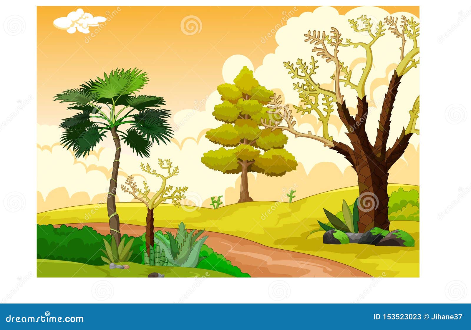 Funny Landscape Cartoon stock vector. Illustration of cheerful - 153523023