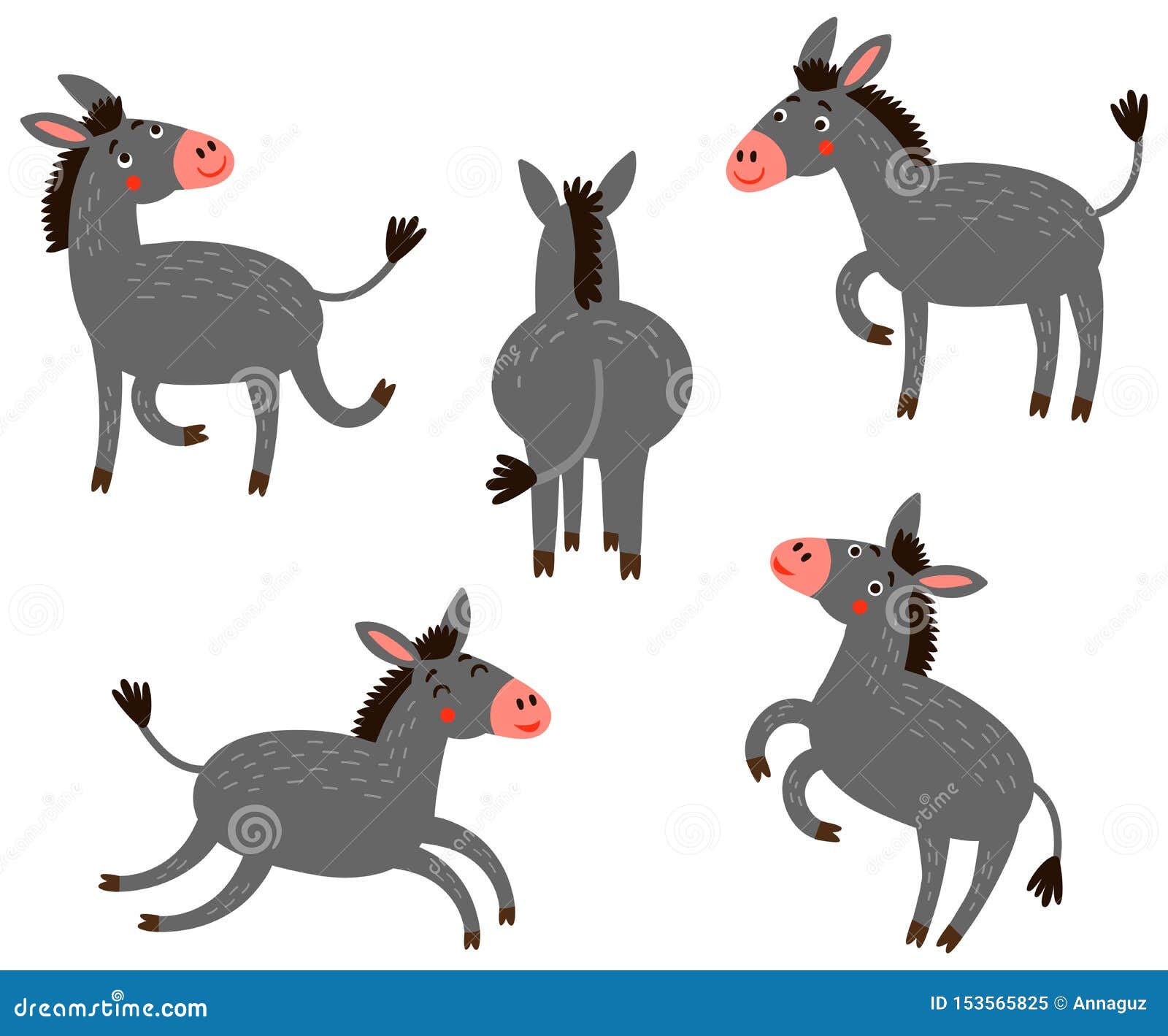 Cute and funny donkey. stock vector. Illustration of cute - 153565825