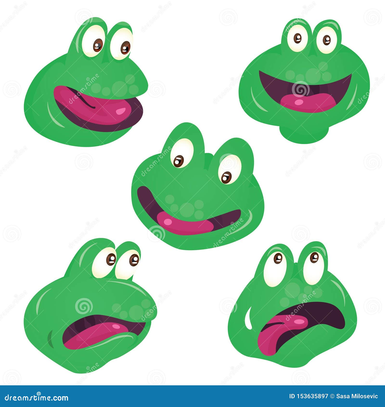 Green Smiling Frog, Toothy Caterpillar, Ladybug And Yellow Winged ...