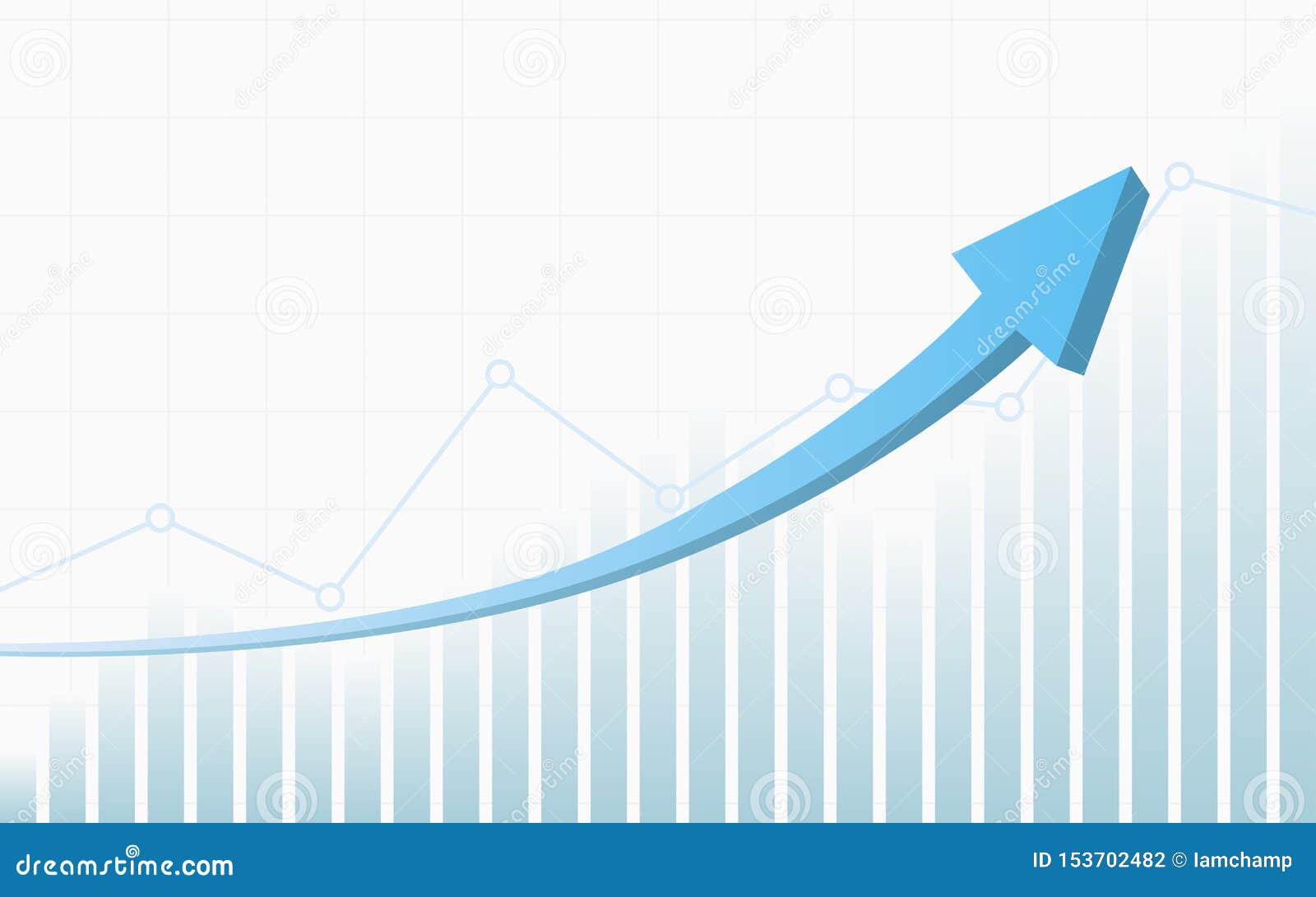 Abstract Financial Chart with 3d Blue Color Uptrend Line Arrow and ...