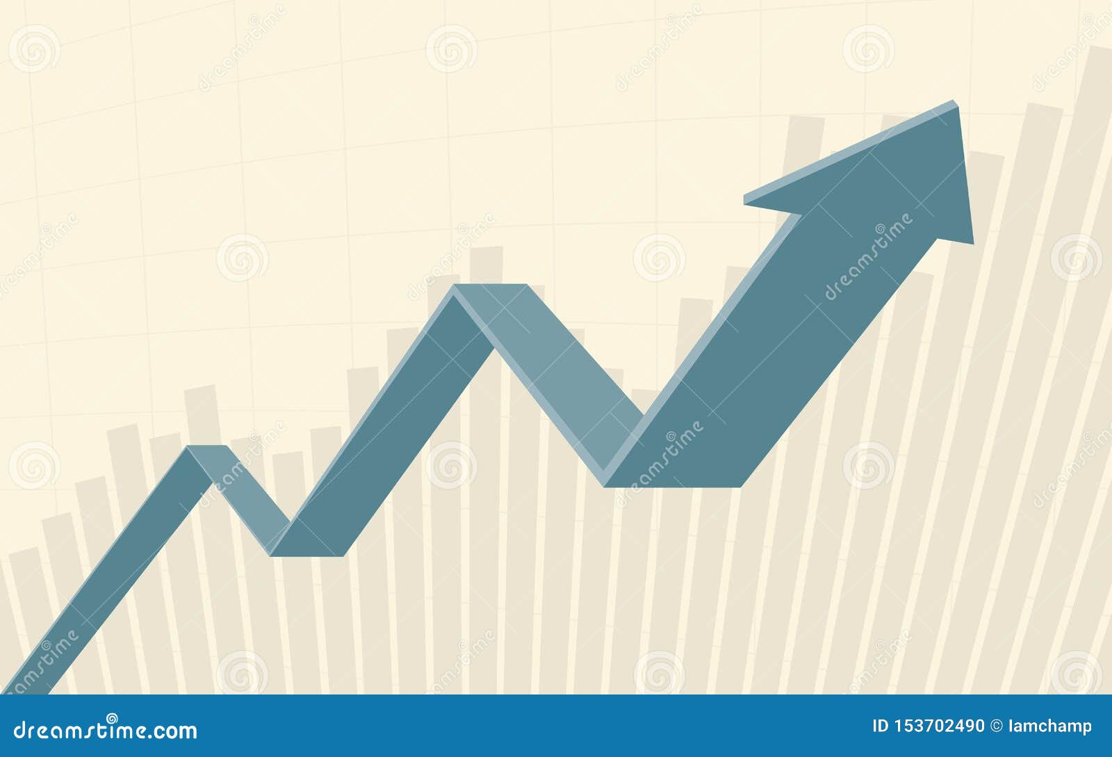 Blue Color 3d Uptrend Line Arrows Go Up with Bar Chart in Flat Icon ...