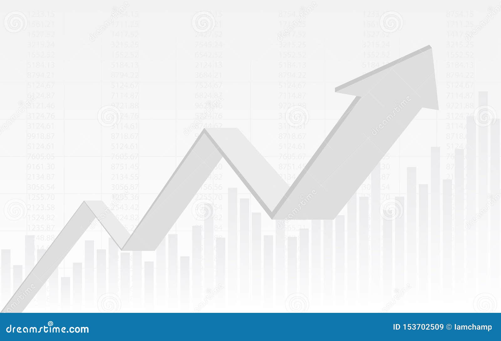 Abstract Financial Chart with 3d Uptrend Line Graph Arrow and Numbers ...