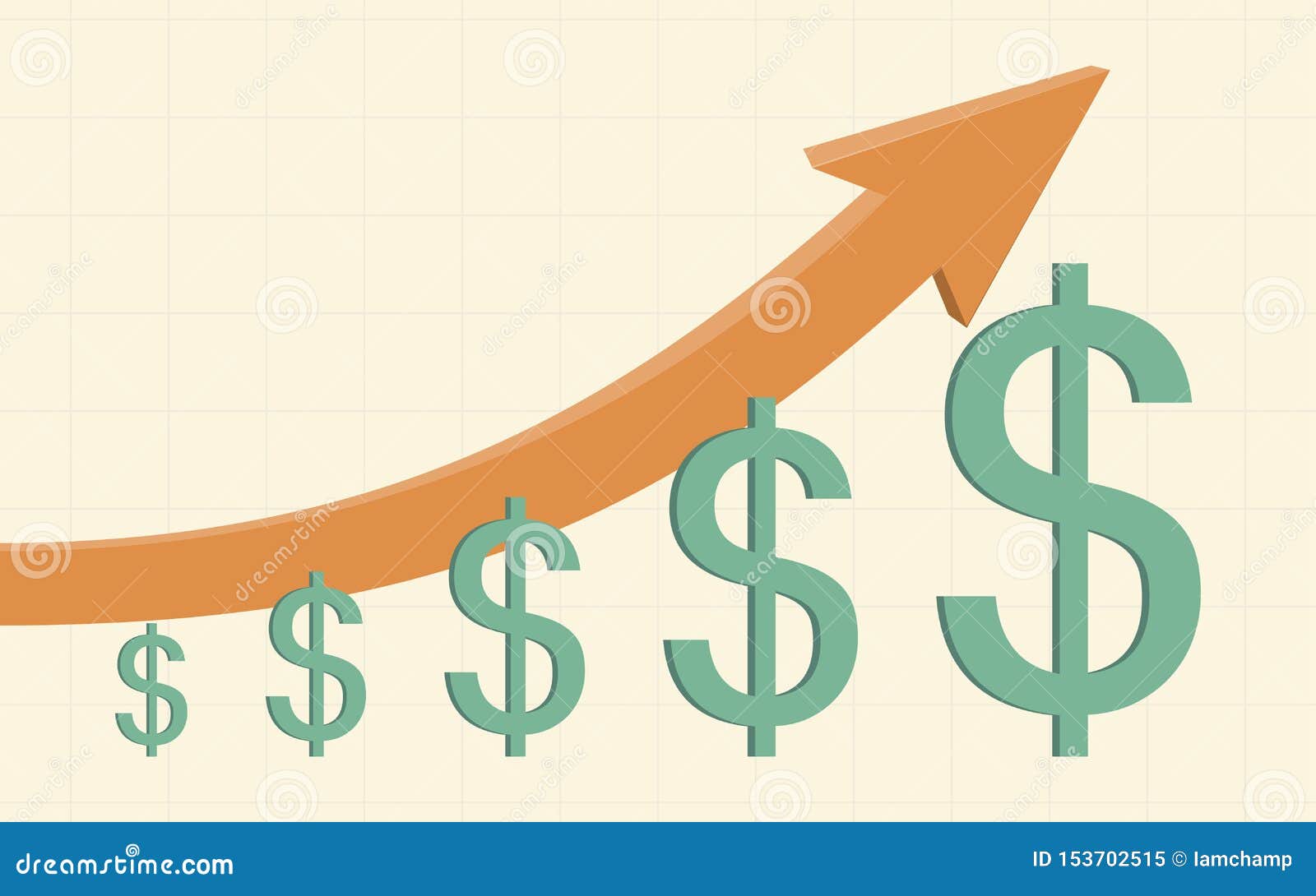 Gold Color 3d Uptrend Line Arrows Go Up with Dollar Sign in Flat Icon ...