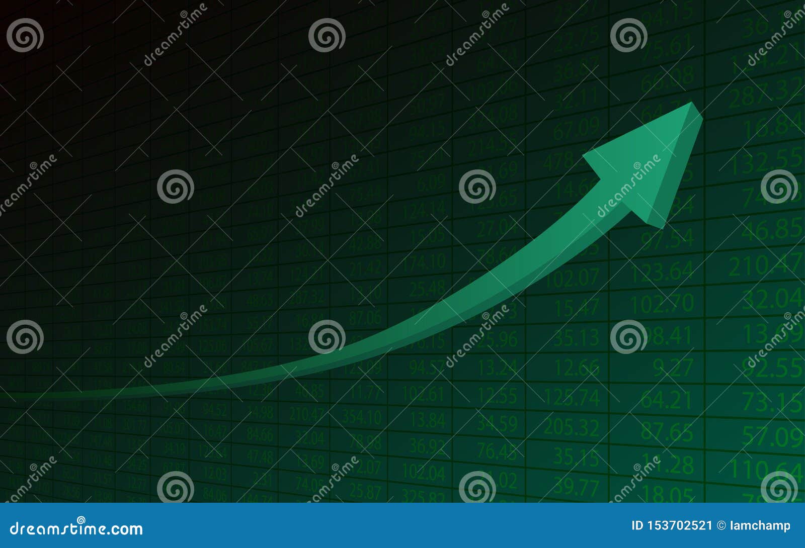 Abstract Financial Chart With 3d Uptrend Line Arrows Graph Go Up And ...