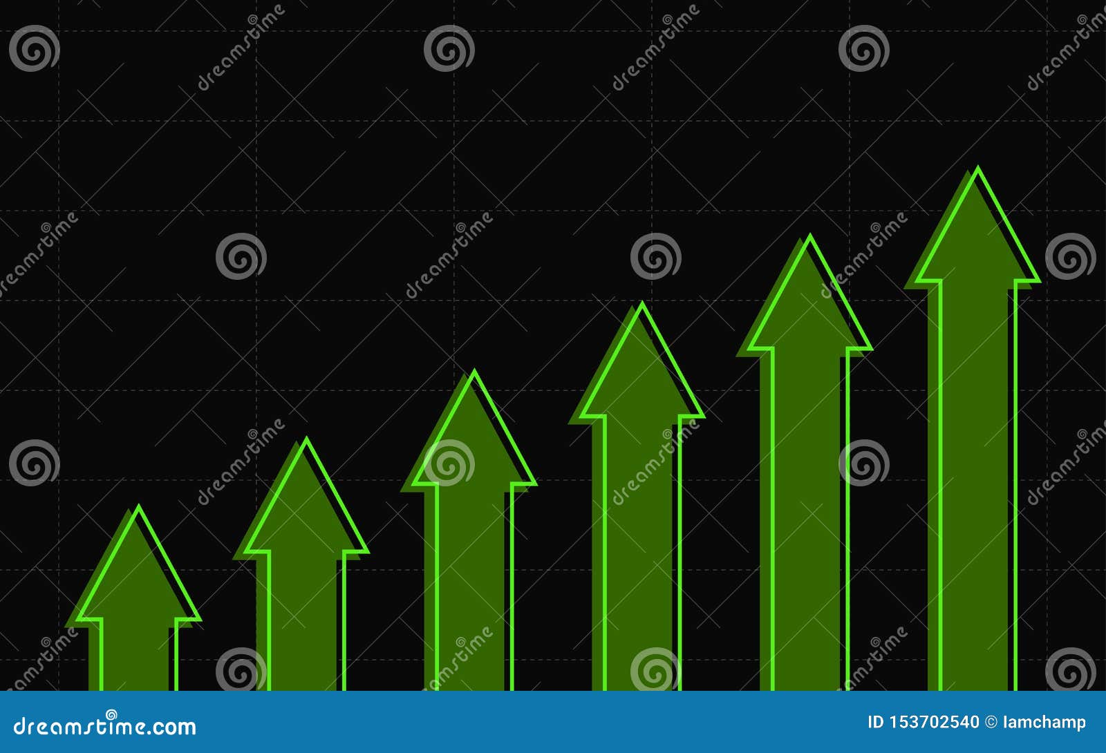 Abstract Financial Chart with Green Color Arrow Graph Go Up on Black ...