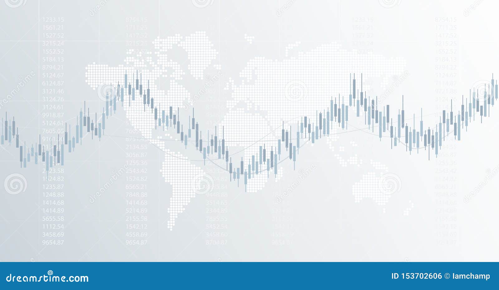 Widescreen Abstract Financial Chart With Candlestick Graph And World ...