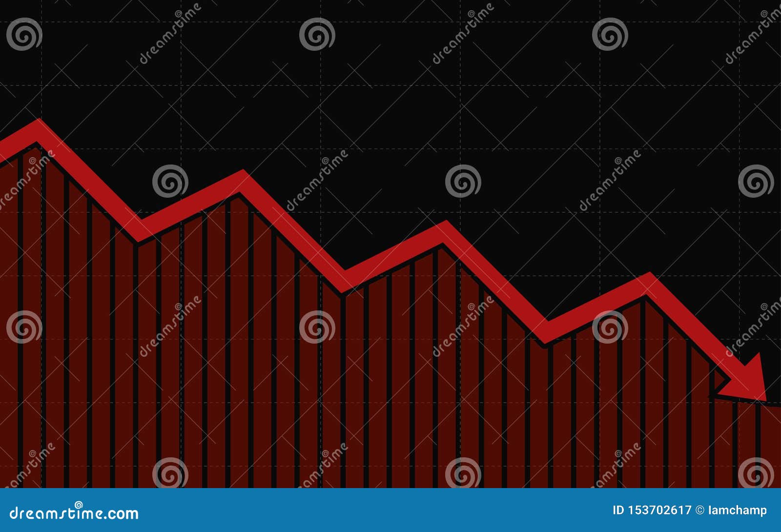 Abstract Financial Chart with Red Color Downtrend Line Graph Go Down on ...