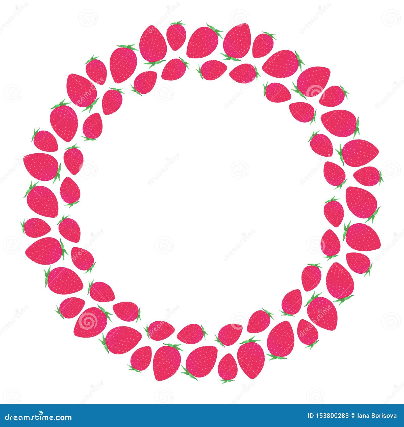Round Frame of Whole Fresh Strawberries on a White Background. Stock ...