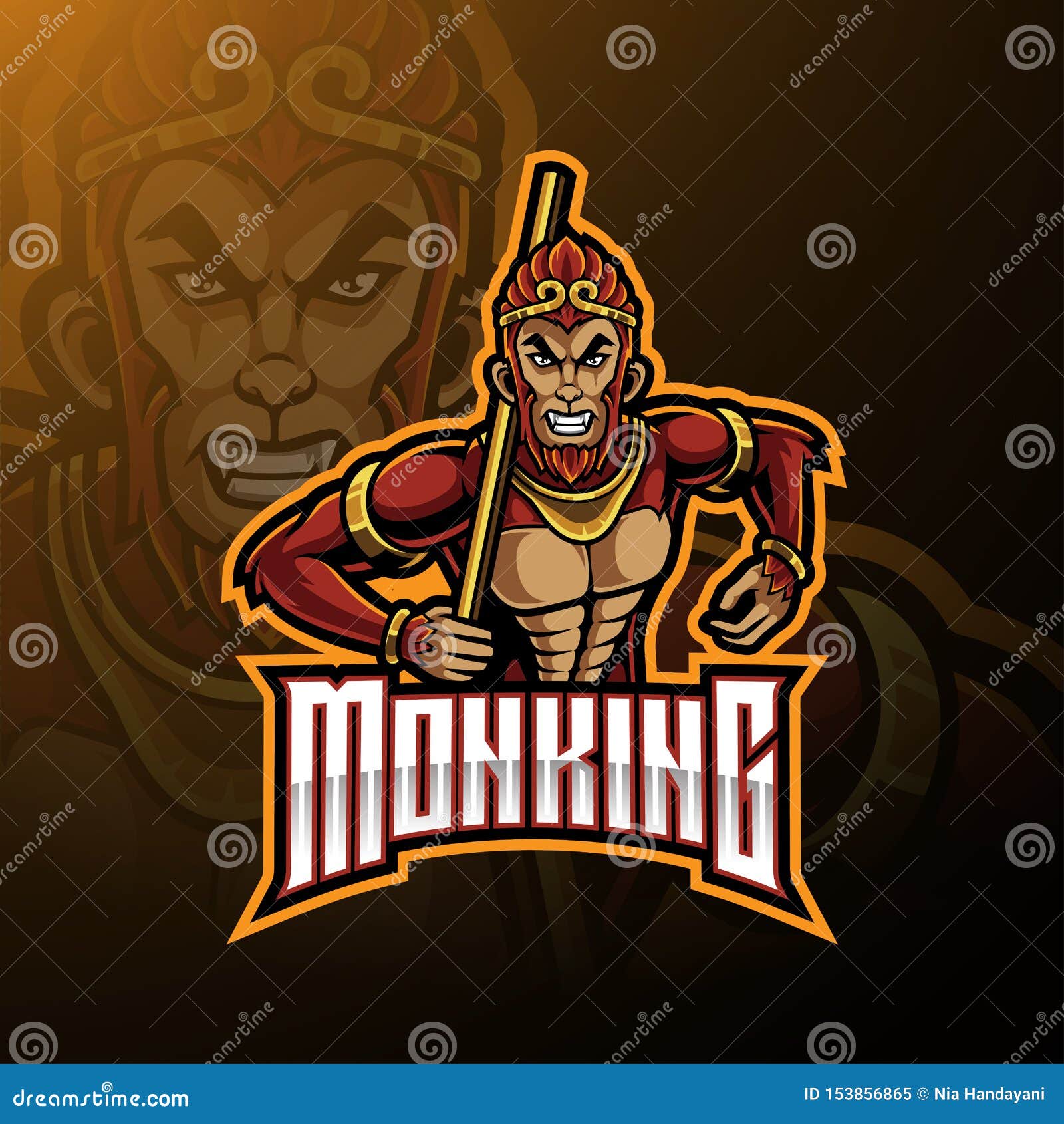 Monkey King Mascot Logo Design Stock Vector - Illustration of emblem ...