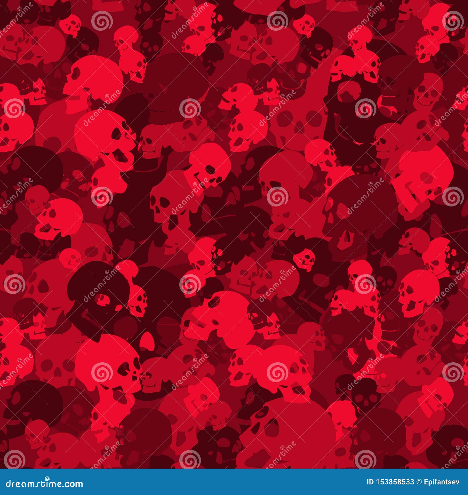 Skull Camo Seamless Pattern. Camouflage in Red Colors Stock Vector ...