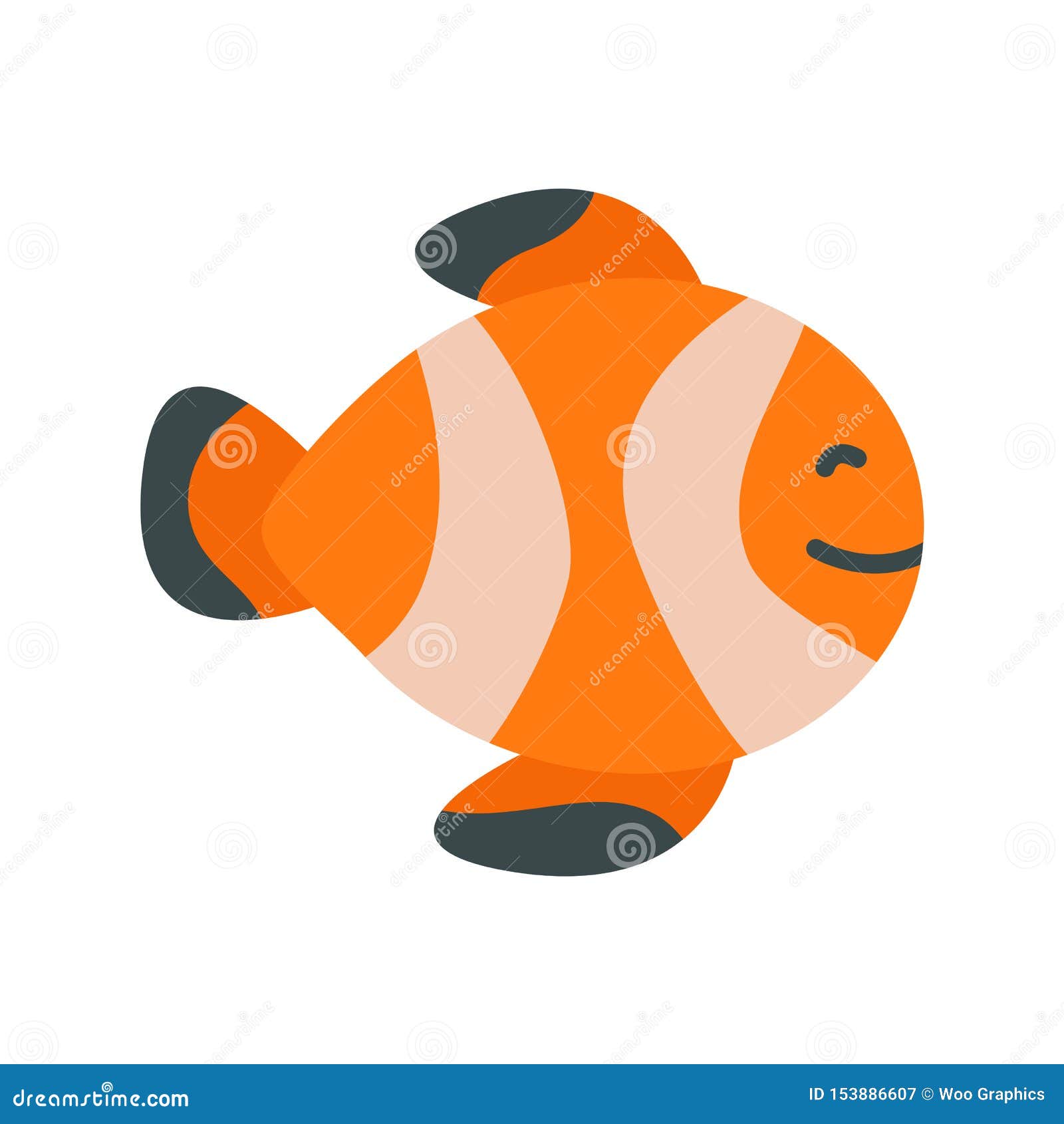 Clown Nemo Fish Icon. Flat Illustration Colored Vector Isolated Icons ...