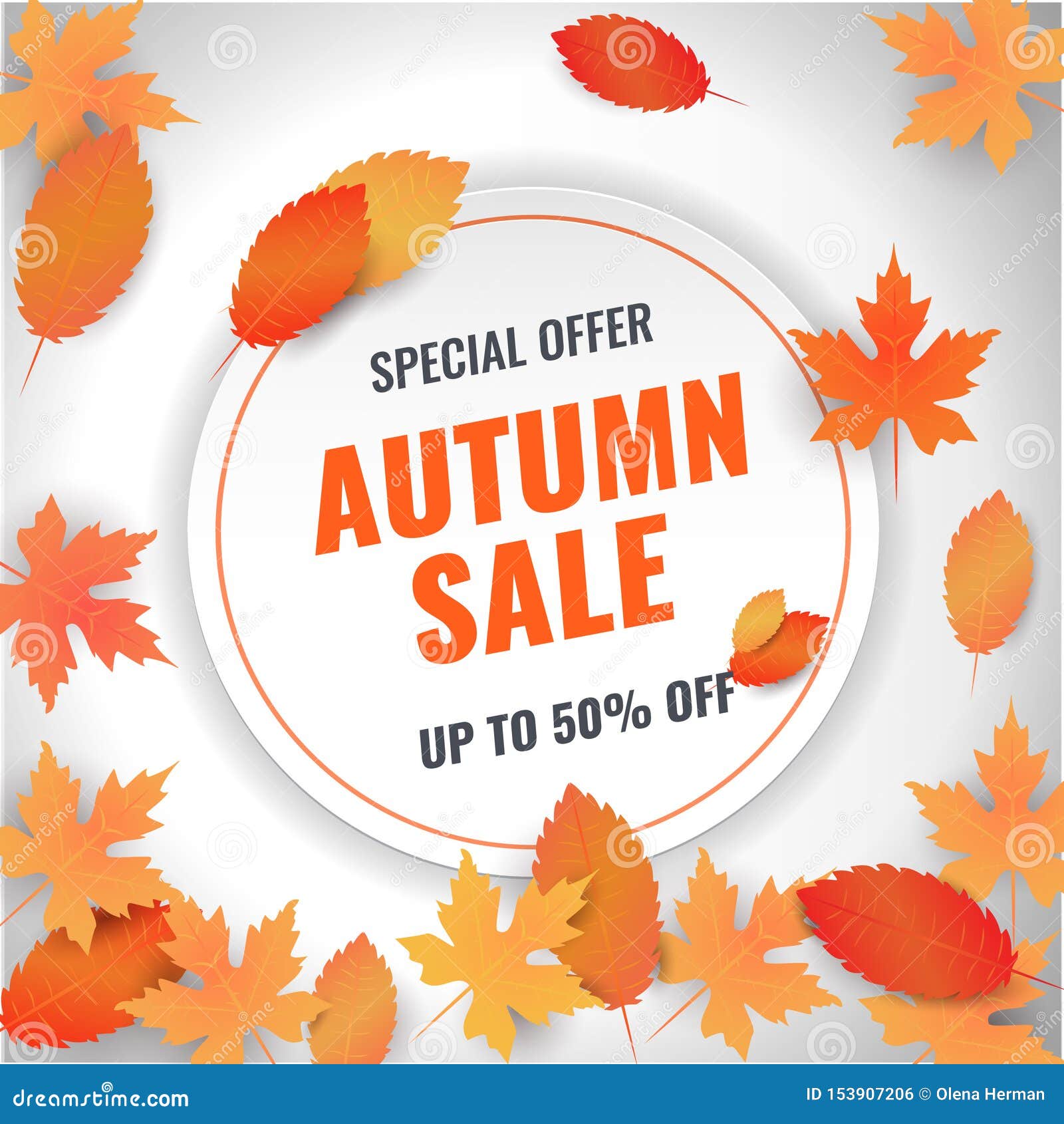 Special Offer Autumn Sale Banner with Leaves Stock Vector ...