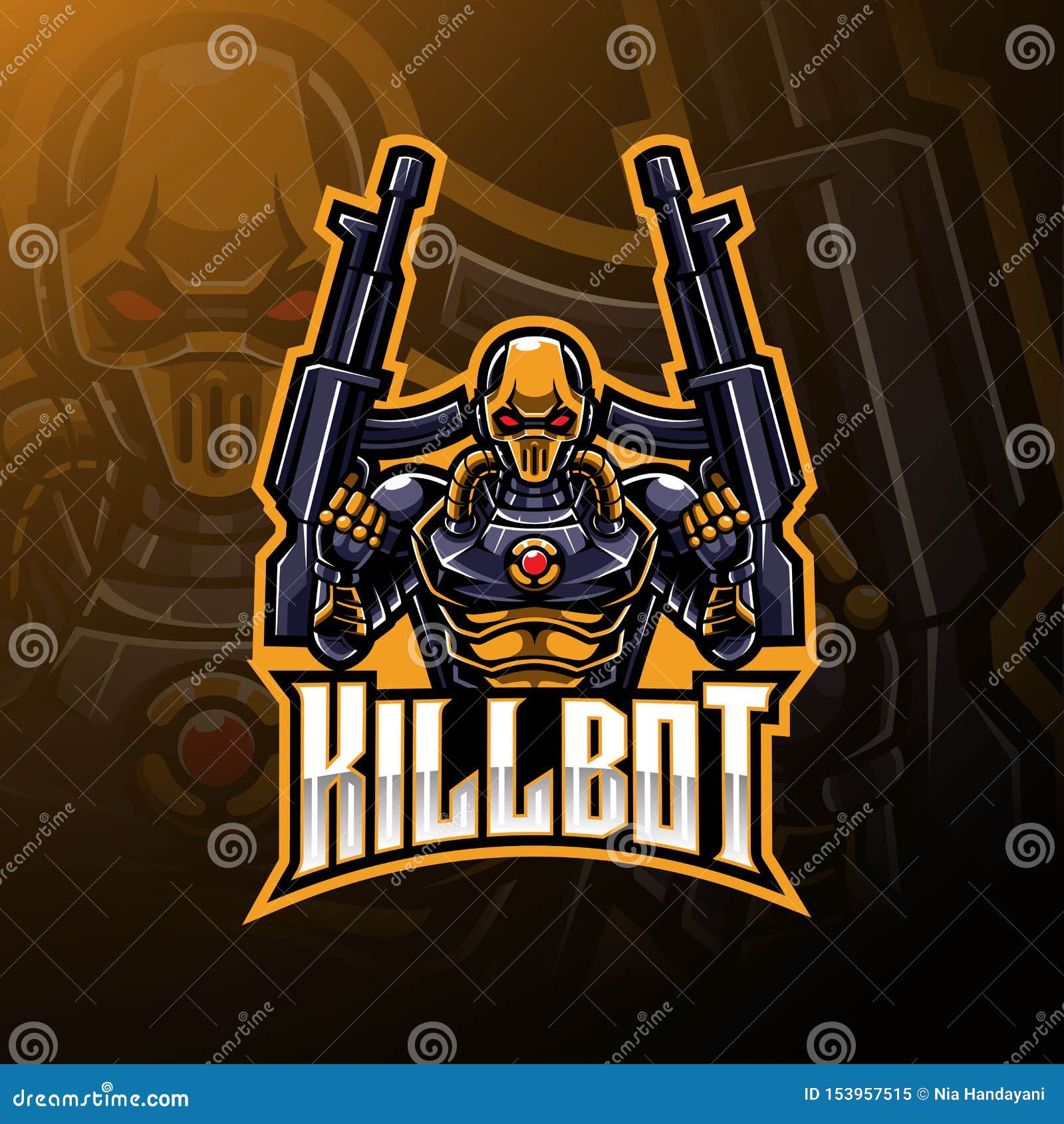Kill Robot Mascot Logo Design Stock Vector - Illustration of monster ...