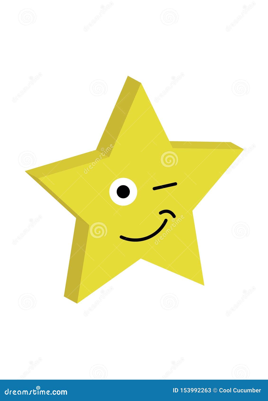Large Bright Winking Star with Smile Funny Vector Illustration Stock ...