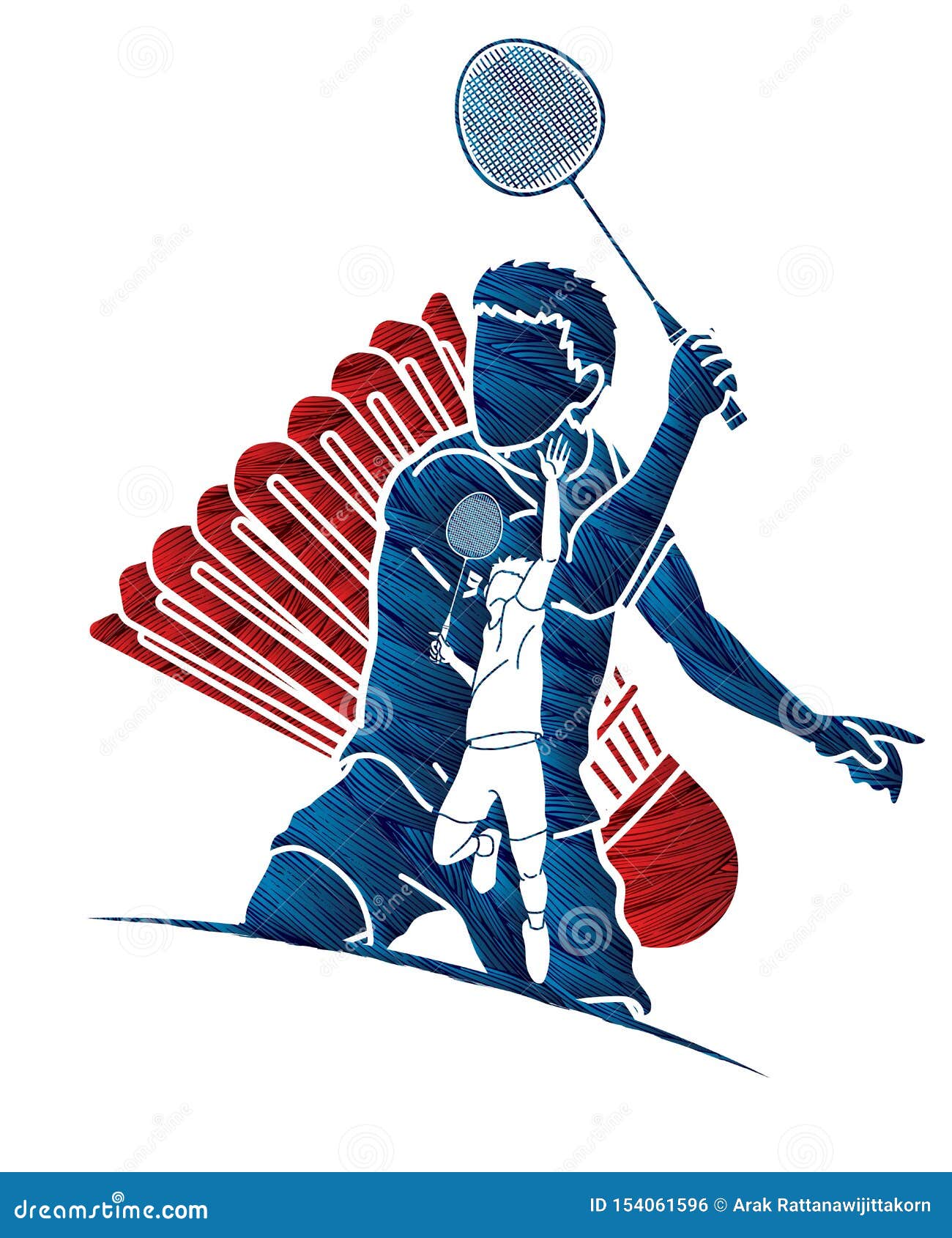 Badminton Player Action Cartoon Graphic Stock Vector - Illustration of ...