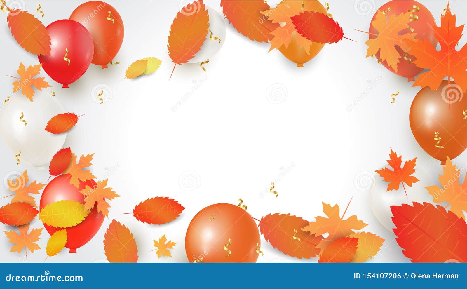 Autumn Background with Leaves and Balloons Stock Vector - Illustration ...