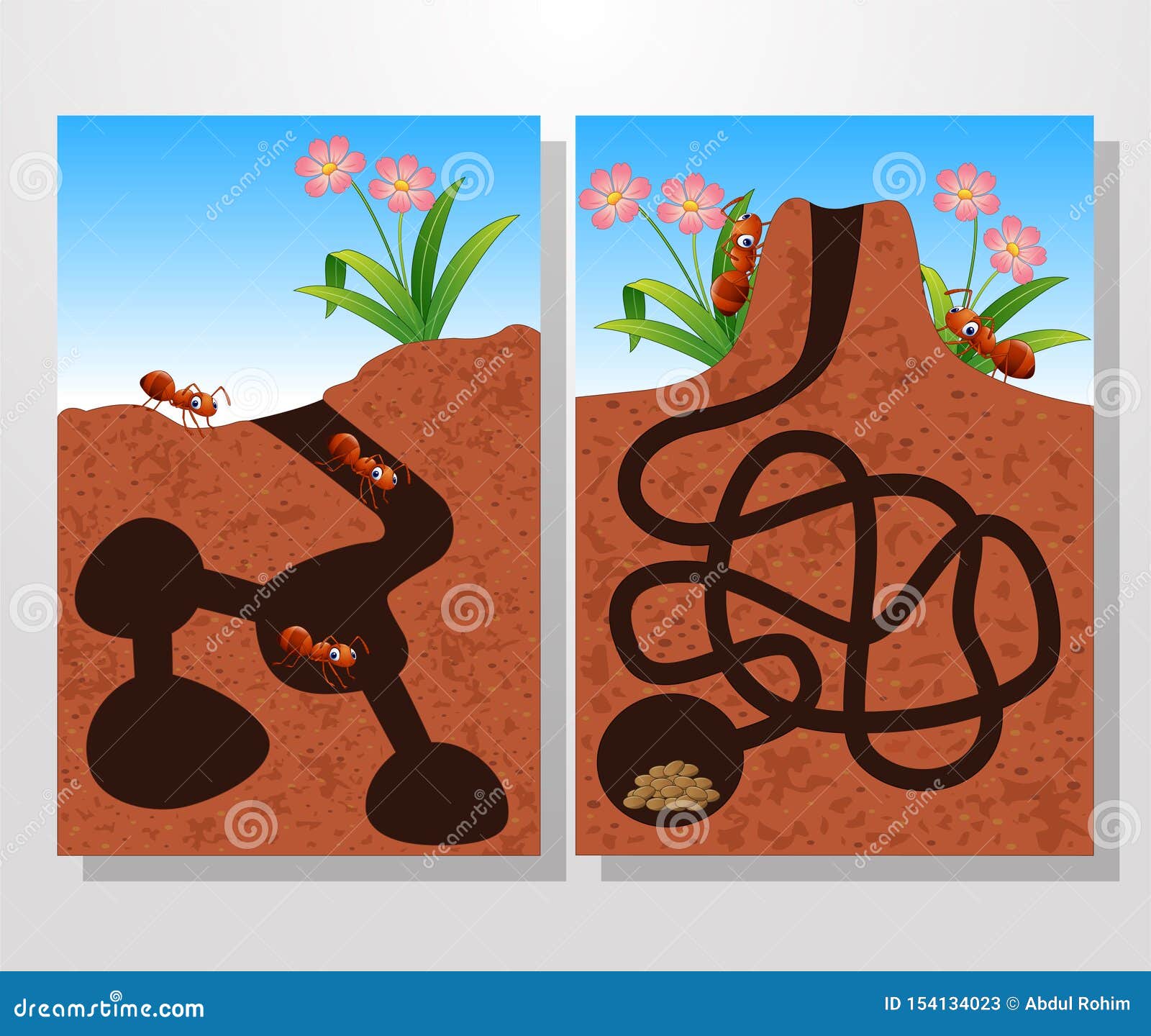 Cartoon Ants Colony Collections Set Stock Vector - Illustration of soil ...