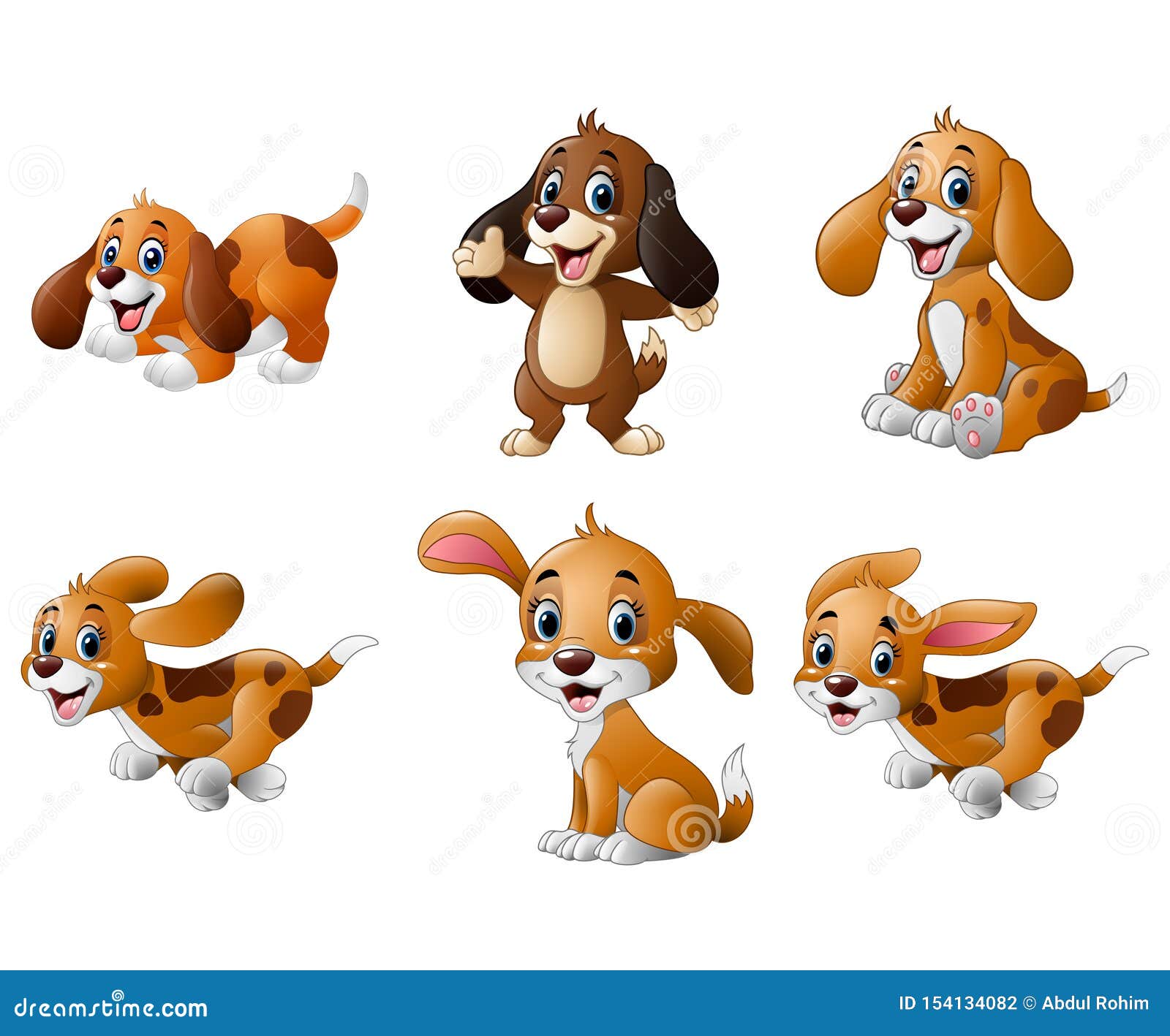 Cartoon Playful Puppy Collections Set Stock Vector - Illustration of ...