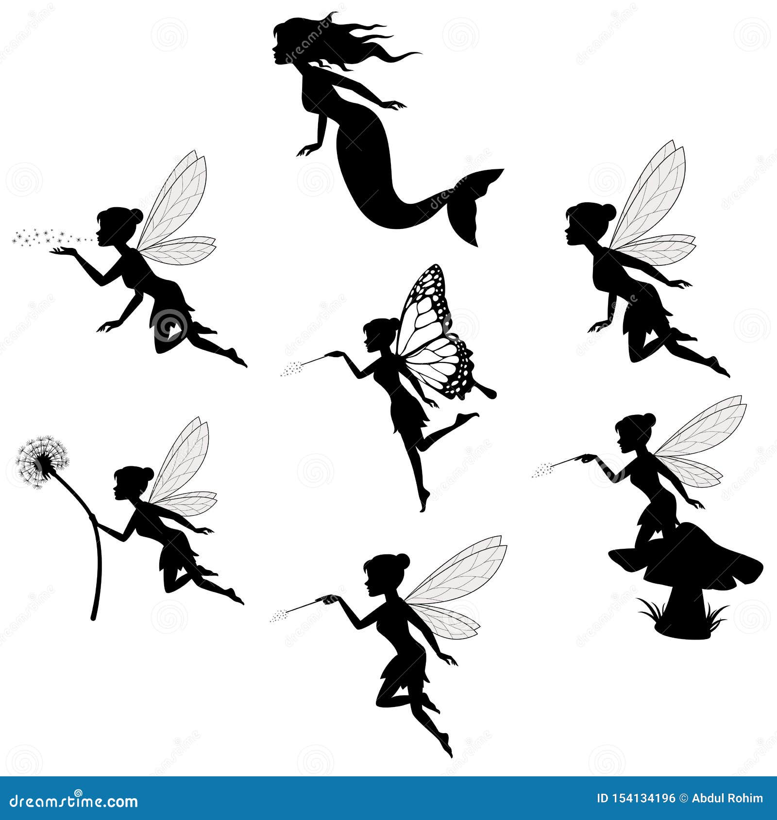 Fairy Silhouette Stock Illustrations – 36,039 Fairy Silhouette Stock ...