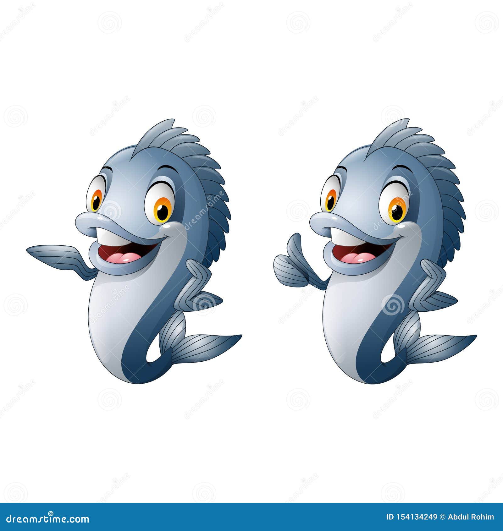 Funny Cartoon Fish Illustration Colections Stock Vector - Illustration ...
