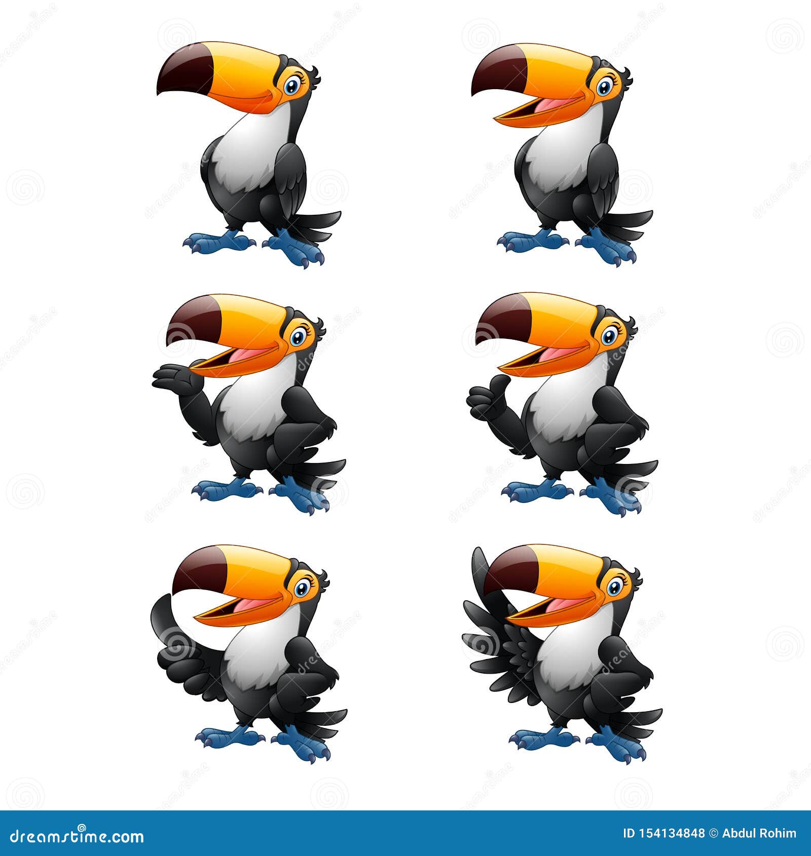 Cartoon Funny Toucan Illustration Collections Stock Vector ...