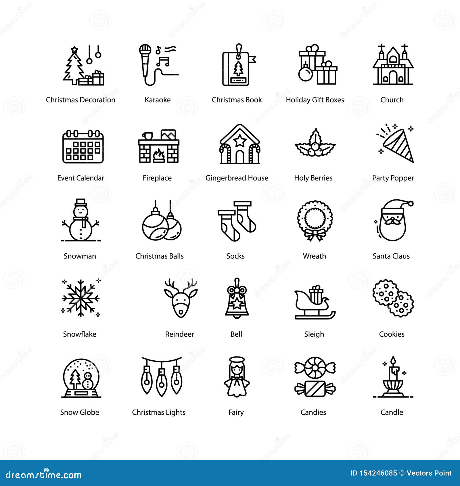 Christmas Line Icons Pack stock vector. Illustration of decoration ...