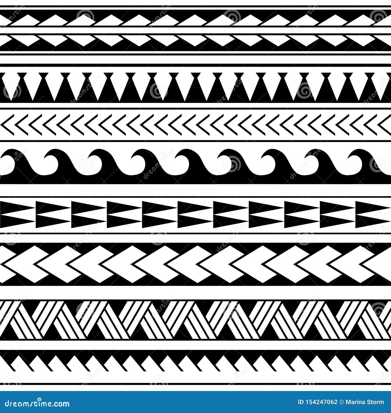 Vector Ethnic Seamless Pattern in Maori Tattoo Style. Geometric Border ...
