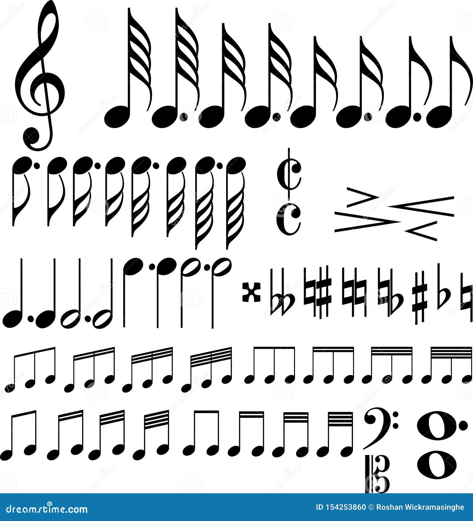 Isolated Music Signs Symbols Stock Vector - Illustration of black ...