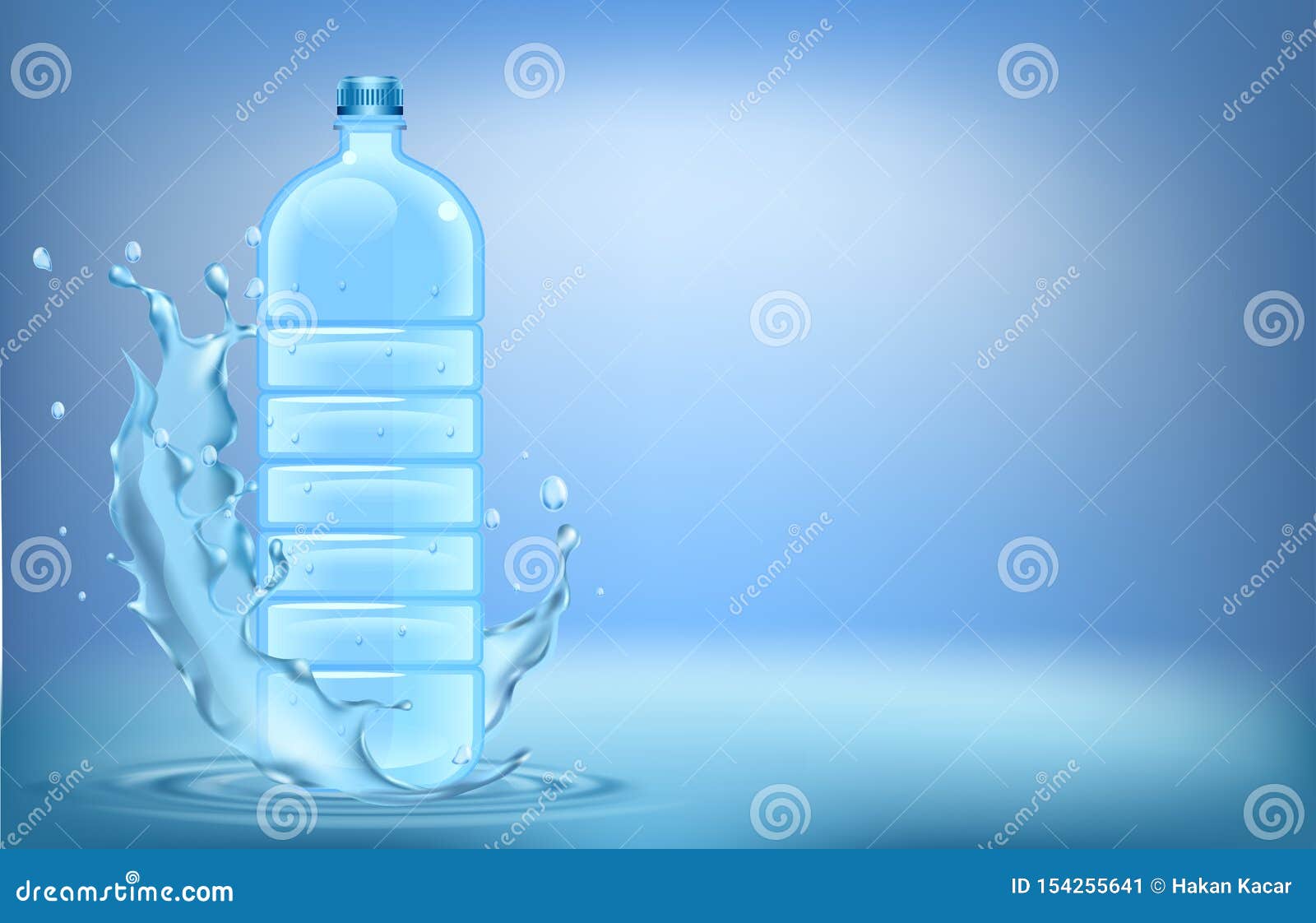 Water Splashes from Plastic Water Bottle, with Ripple and Reflection ...