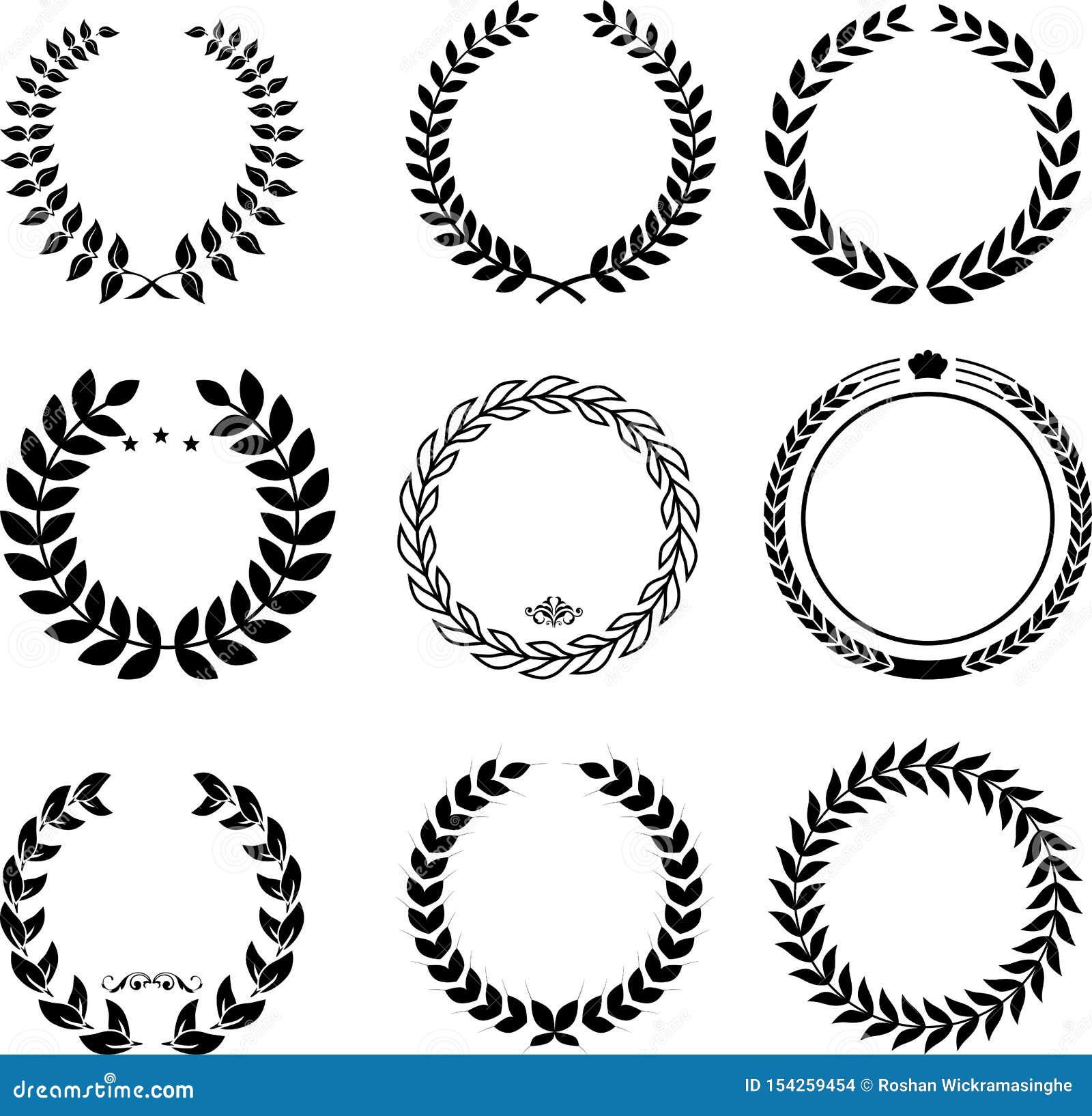 Ornate Wreath Leaf Badge Designs Stock Vector - Illustration of symbol ...