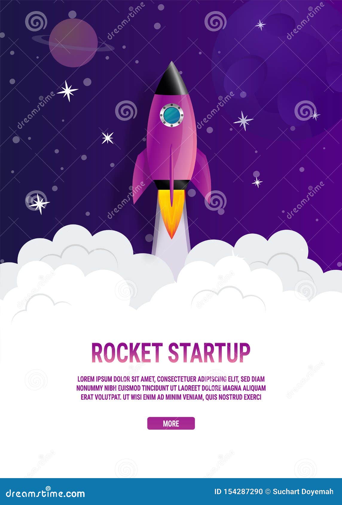 Startup Business Idea Concept. Rocket Ship in a Flat Vector Stock ...