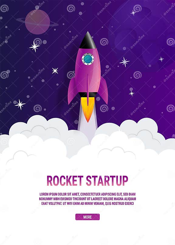 Startup Business Idea Concept. Rocket Ship in a Flat Vector Stock ...