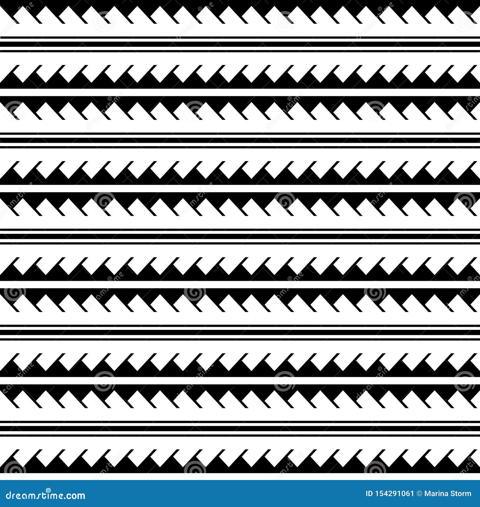 Vector Ethnic Geometric Seamless Pattern in Maori Tattoo Style ...