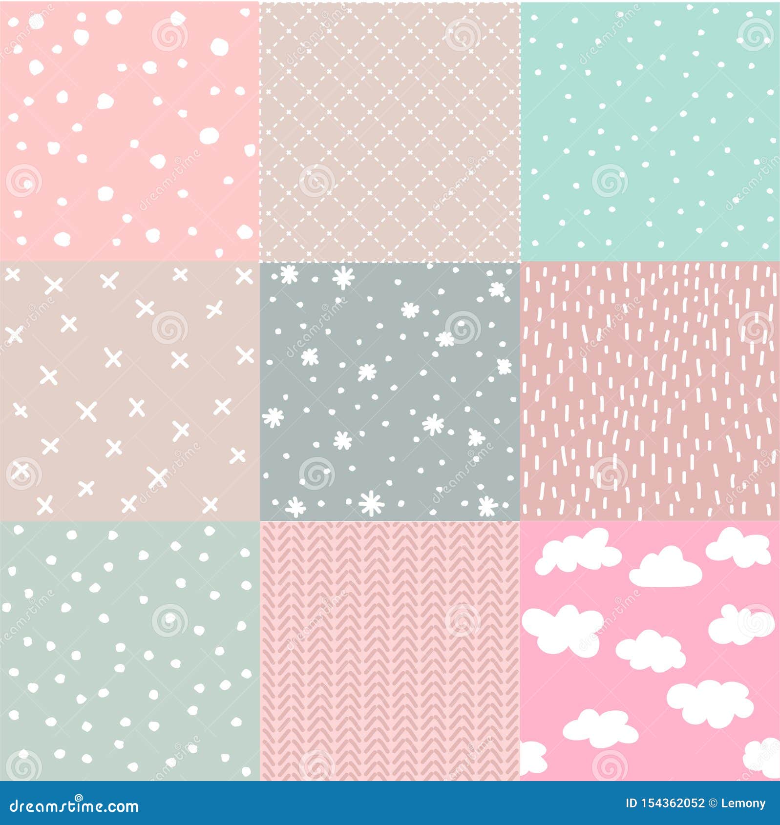 Set of Baby Patterns. Seamless Pattern Vector. Graphic Design Elements ...