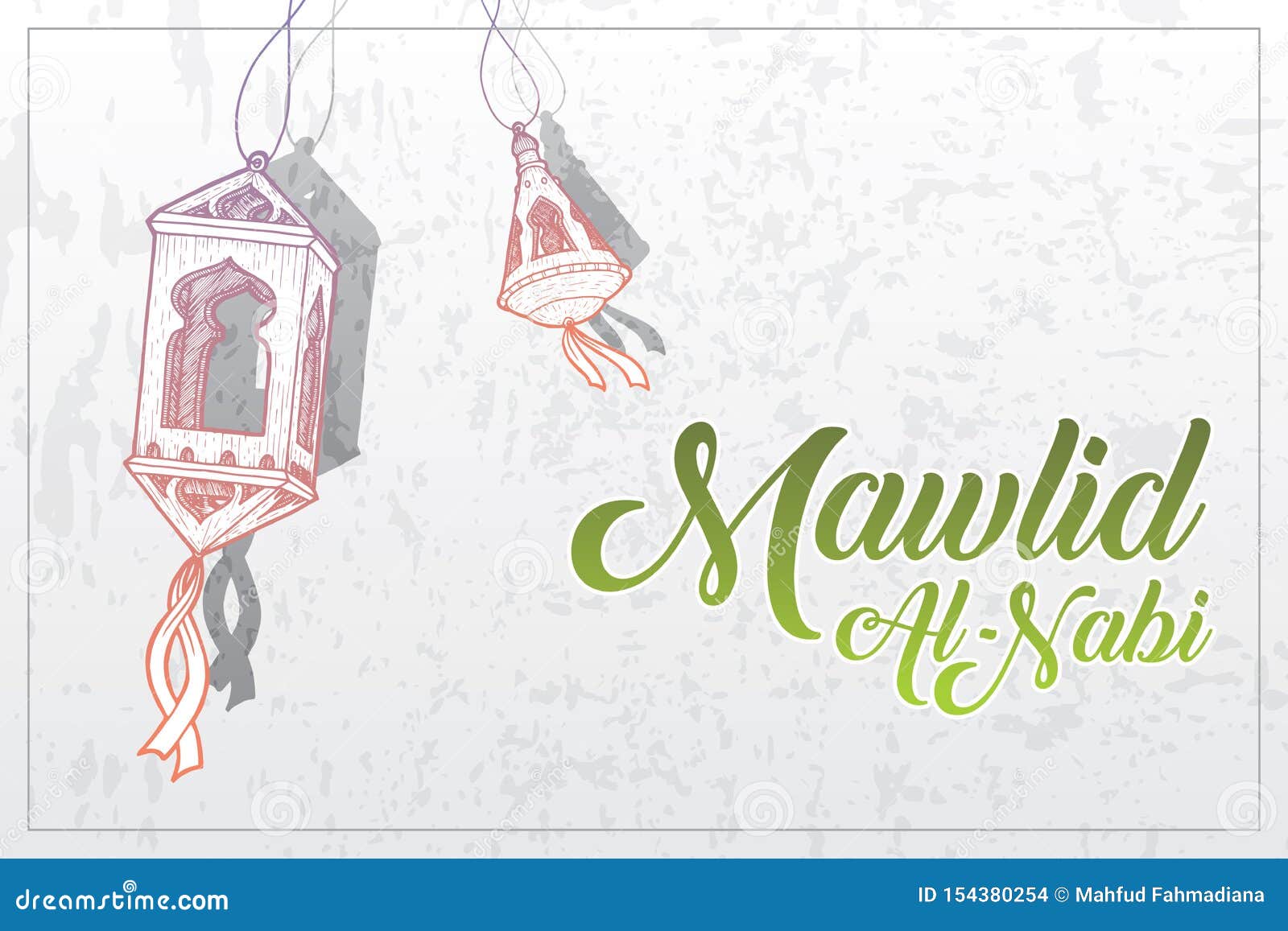 Hand Drawn Fanous Lantern with Grunge Background Vector Illustration ...