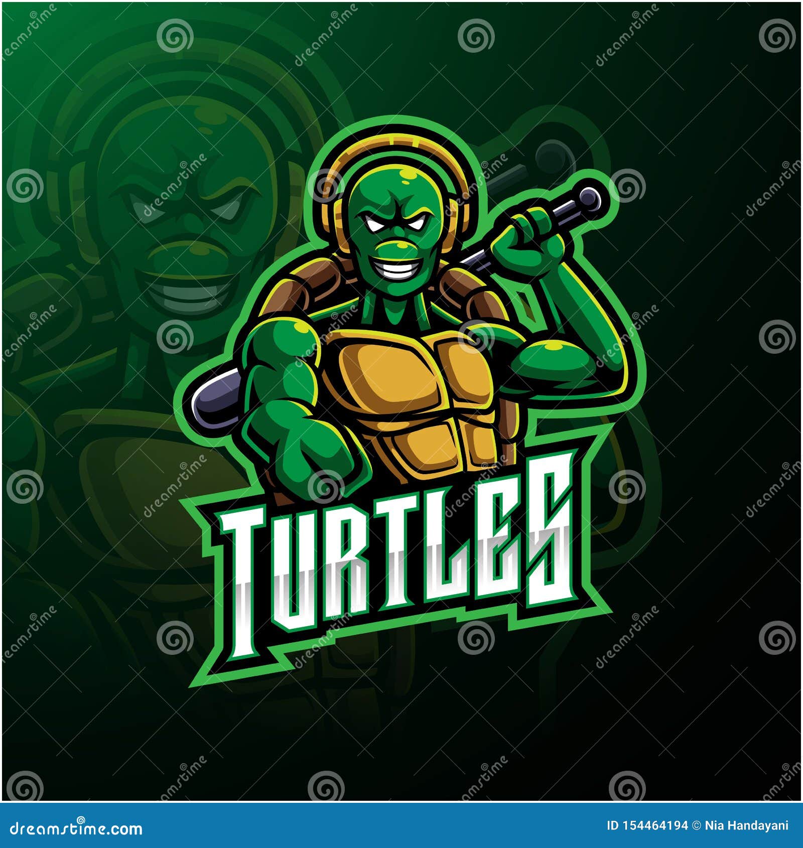 Turtle Sport Mascot Logo Design Stock Vector - Illustration of face ...