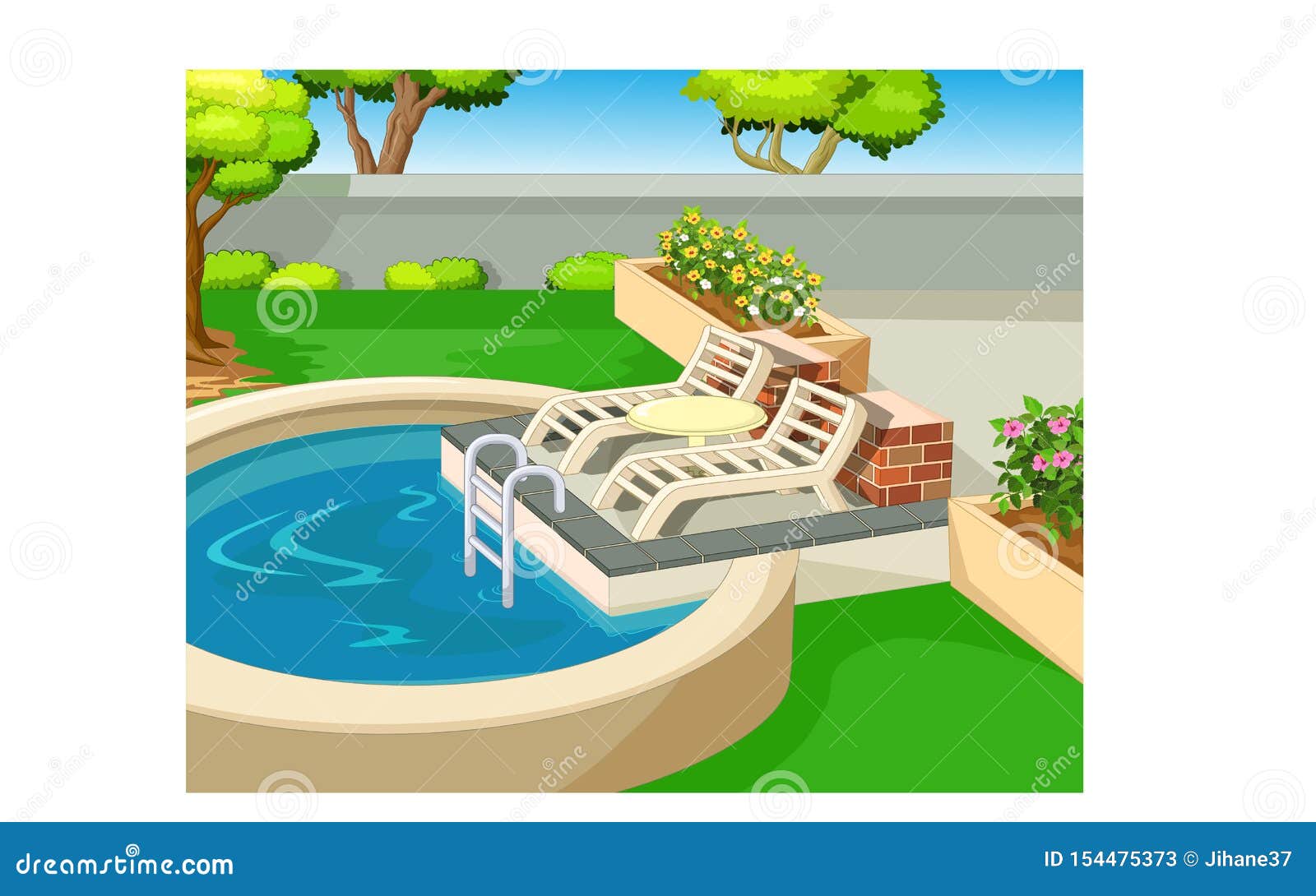 Cool Back Yard Cartoon stock illustration. Illustration of kind - 154475373