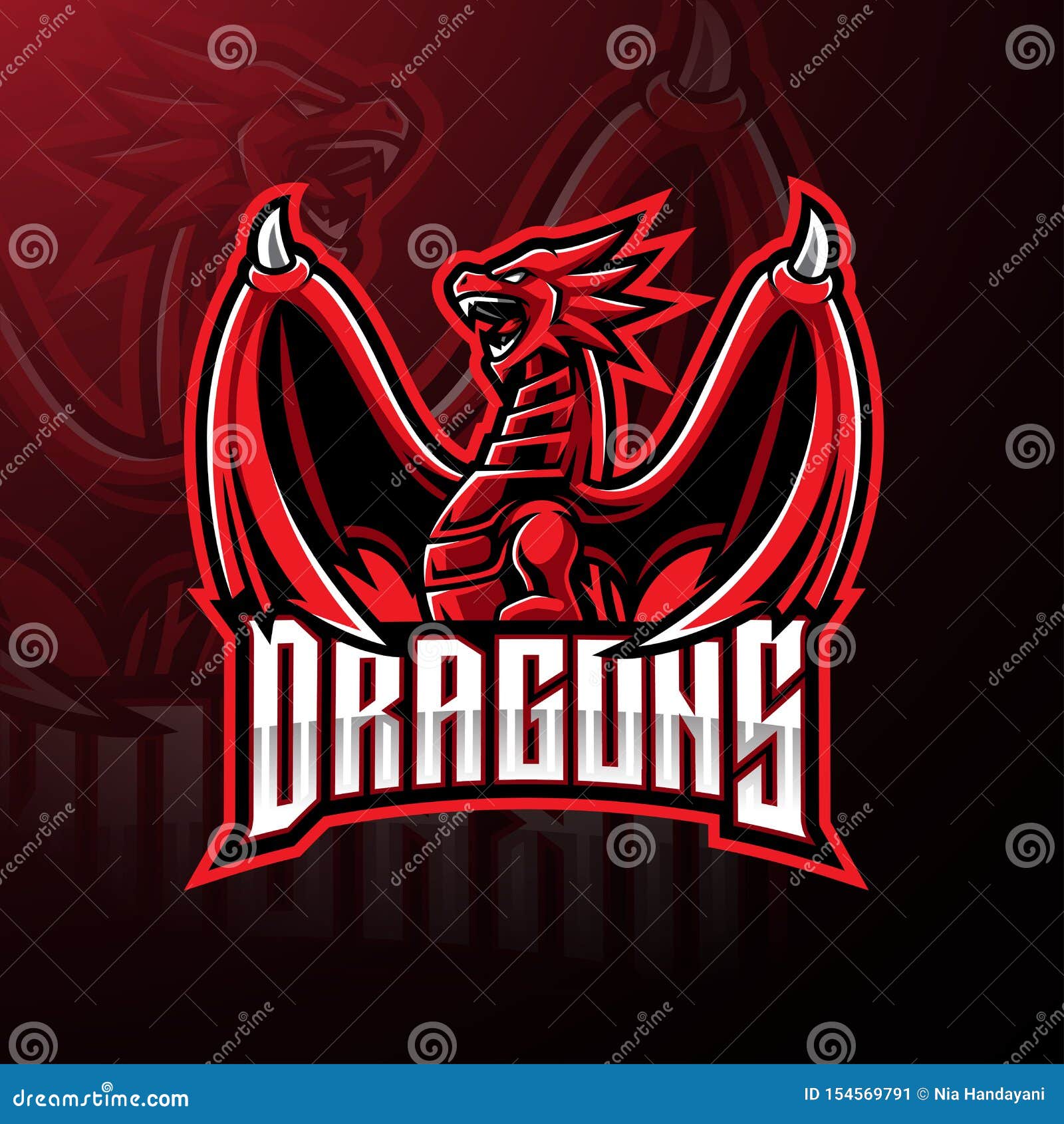 Dragon Sport Mascot Logo Design Stock Vector - Illustration of game ...