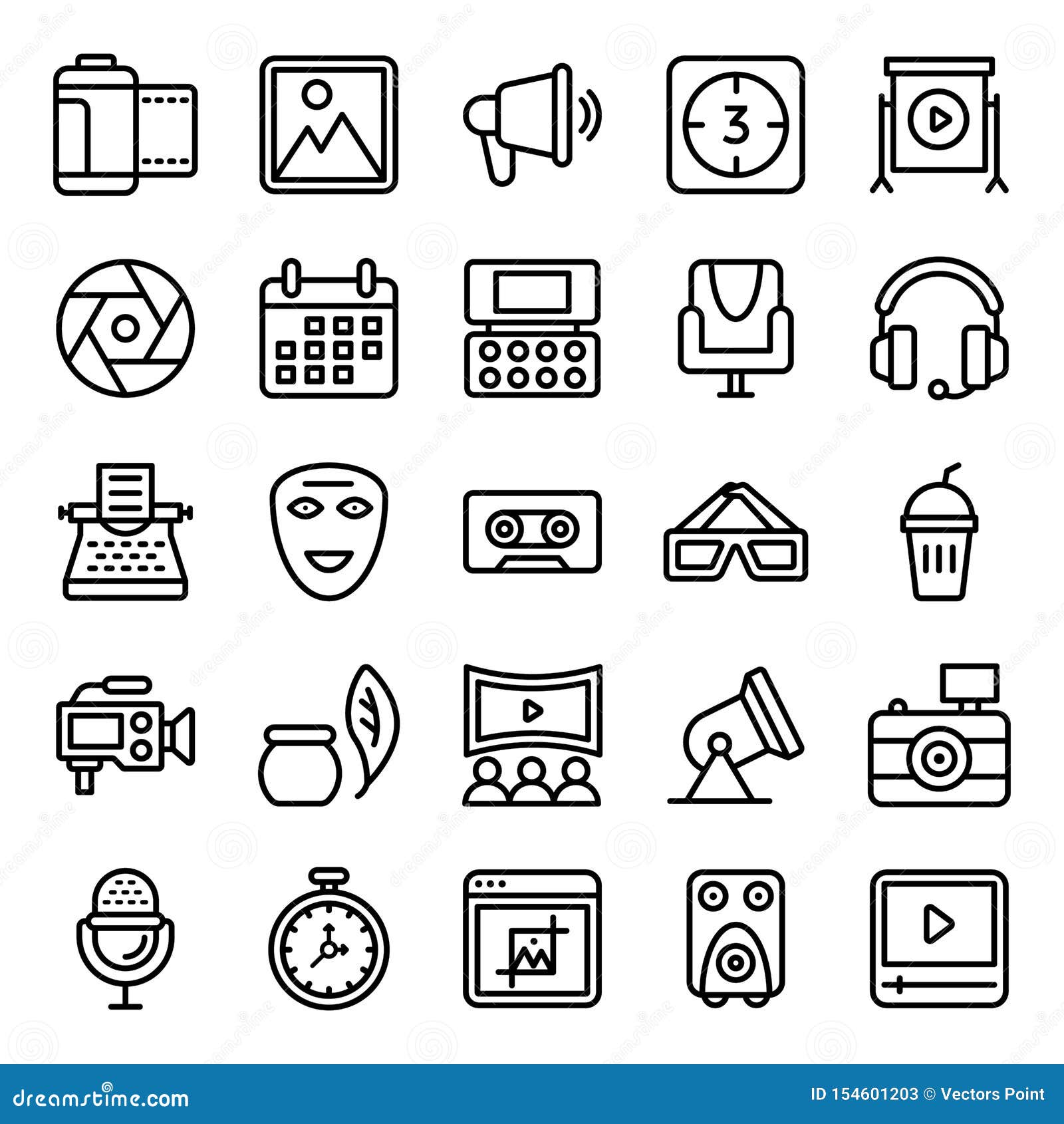 Filmmaking Vectors Pack stock vector. Illustration of board - 154601203